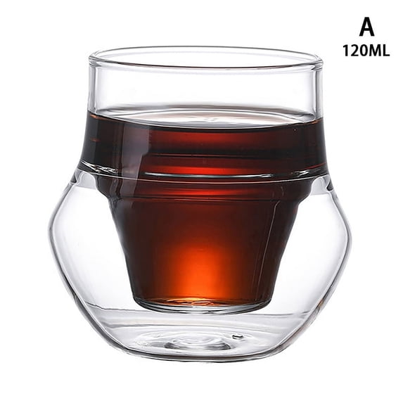 (120ML) Creative Tea Glass Cup Double Wall Design Transparent Glass ...