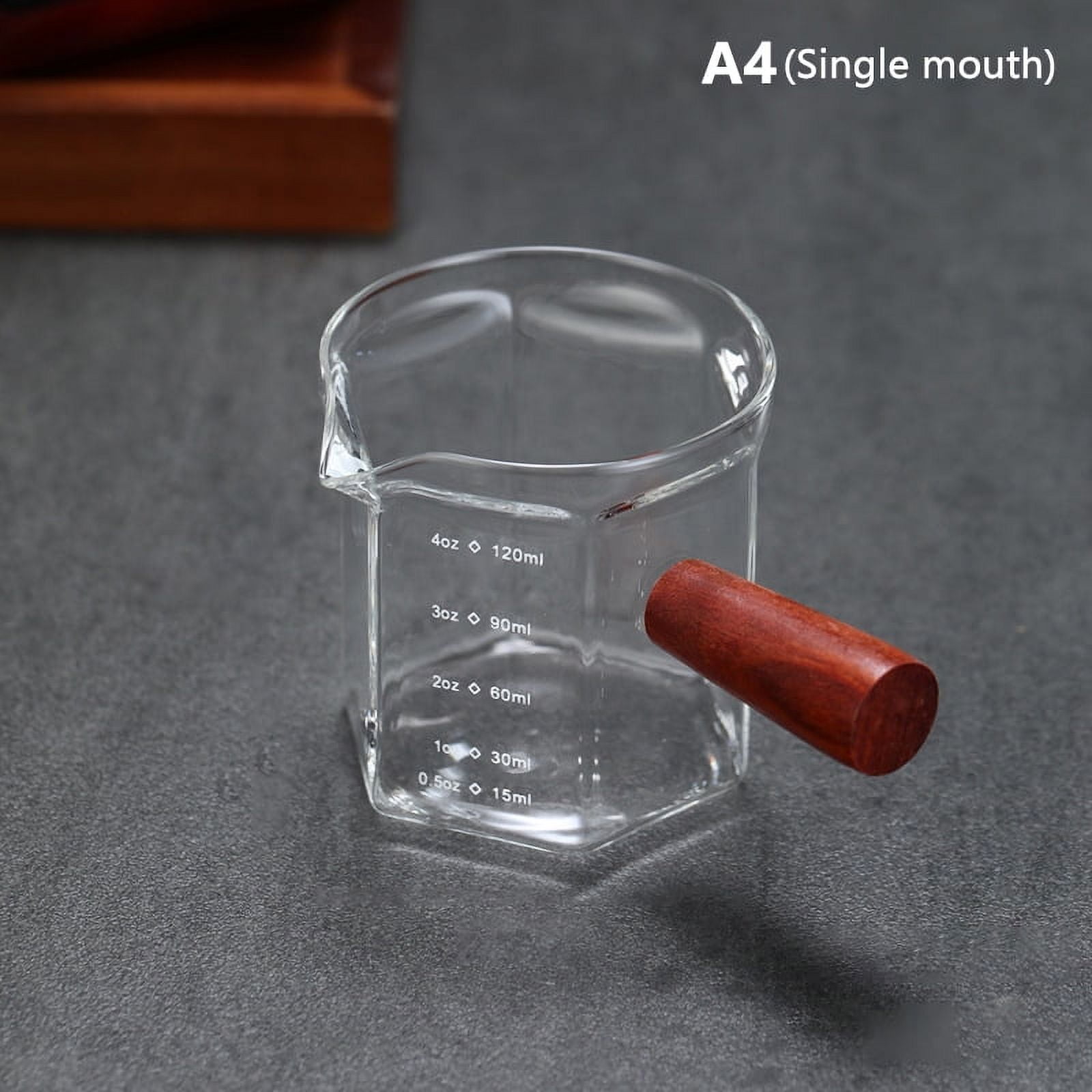 120ML Wood Handle Glass Espresso Measuring Cup Coffee Extraction Cup ...