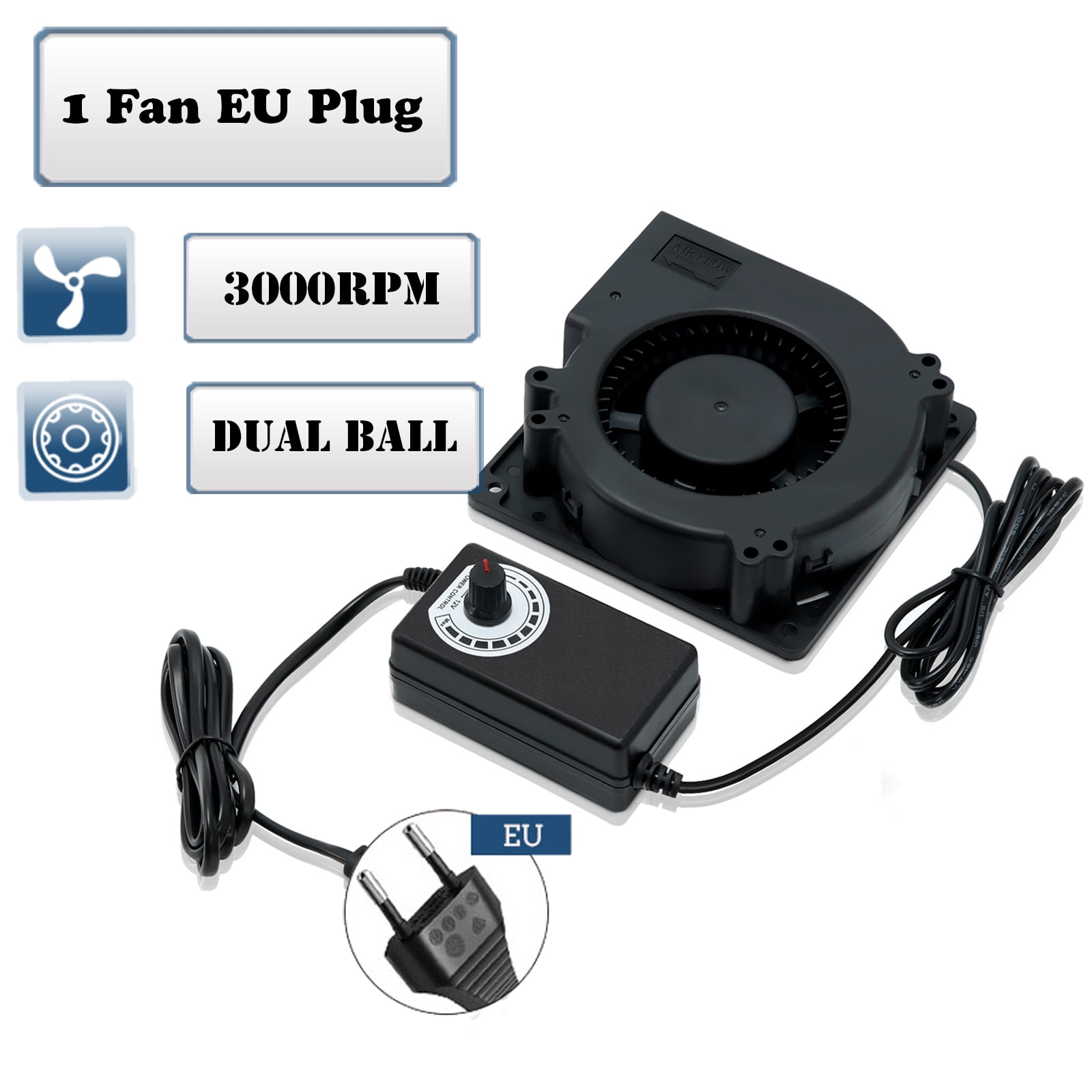 120MM Turbo Blower Fan 12V DC Female Connector 12cm 120x120x32mm 12032 ...