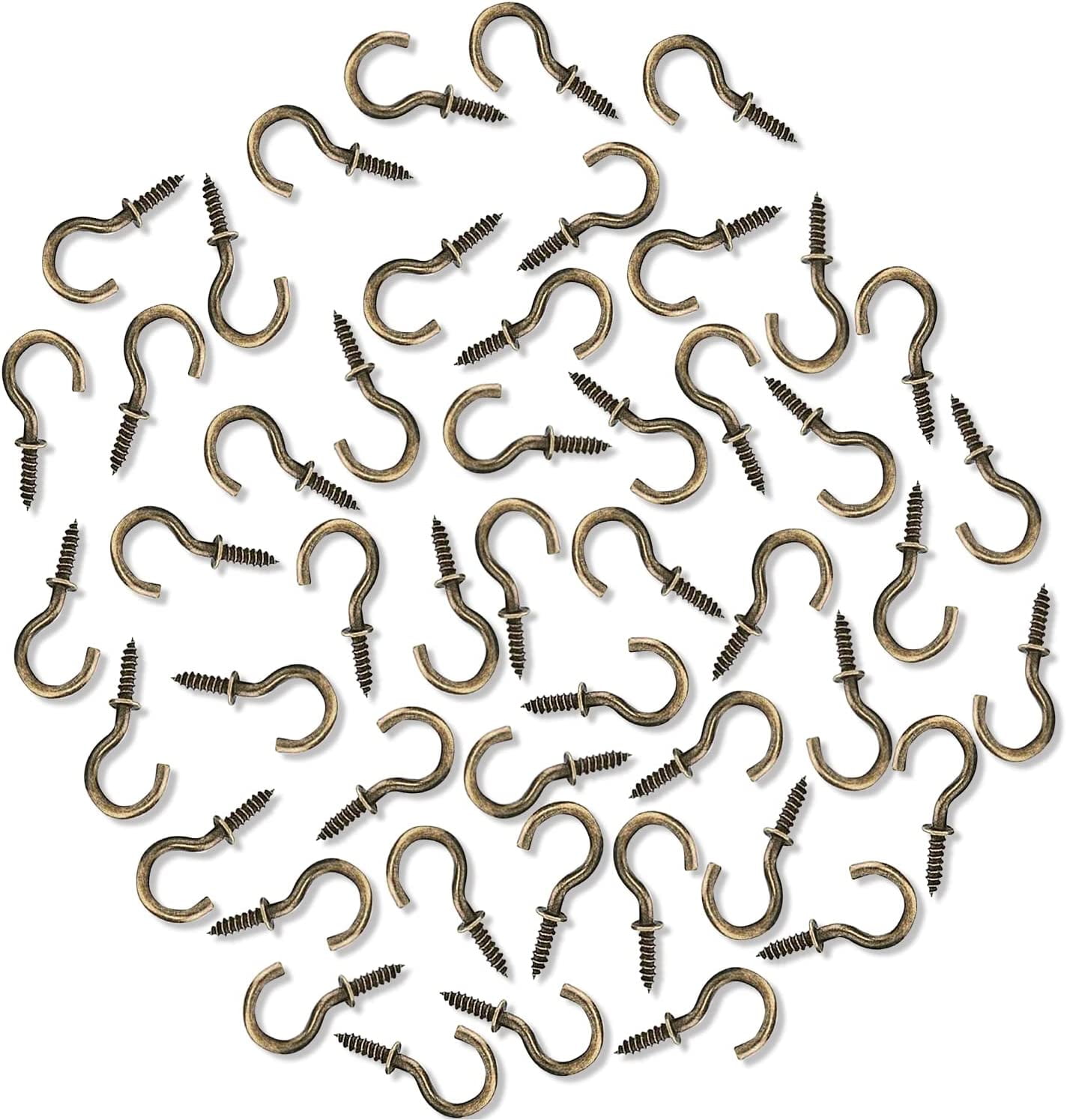 120PCS 1/2 inch Ceiling Screw Hooks, Metal Screw-in Cup Hooks, Bronze ...