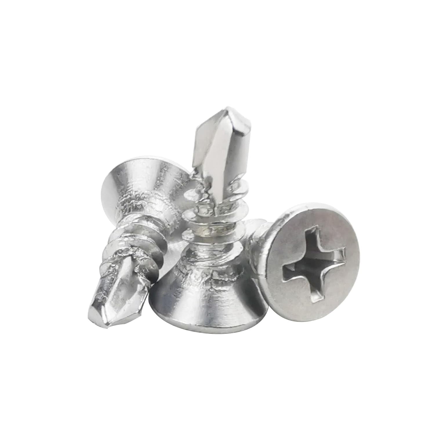 120PCS #10 x 5/8" Sheet Metal Self Drilling Screws,410 Stainless Steel Flat Head Screws Phillips ...