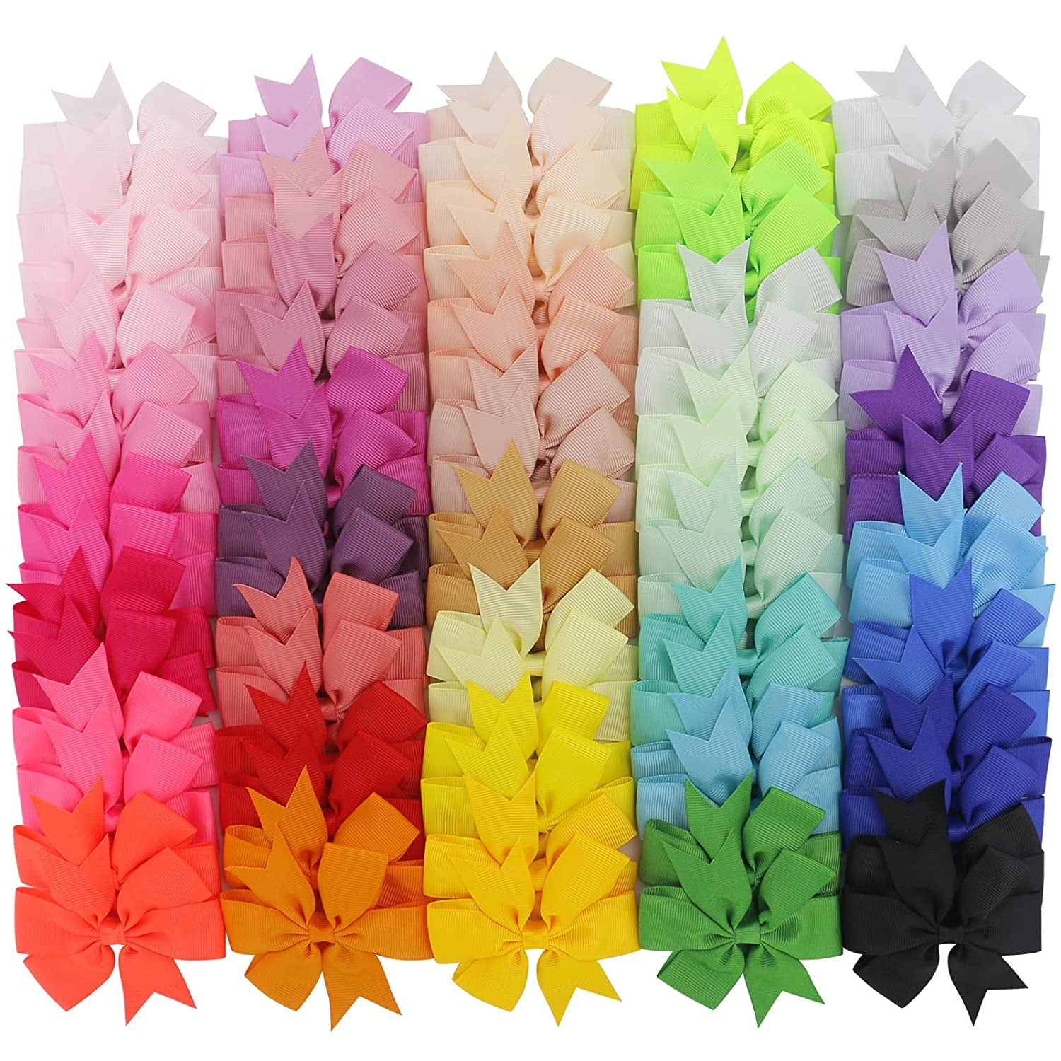 MUCHENGGIFT 120PCS 3inch Grosgrain Ribbon Polka Dot Pinwheel Hair Bows ...