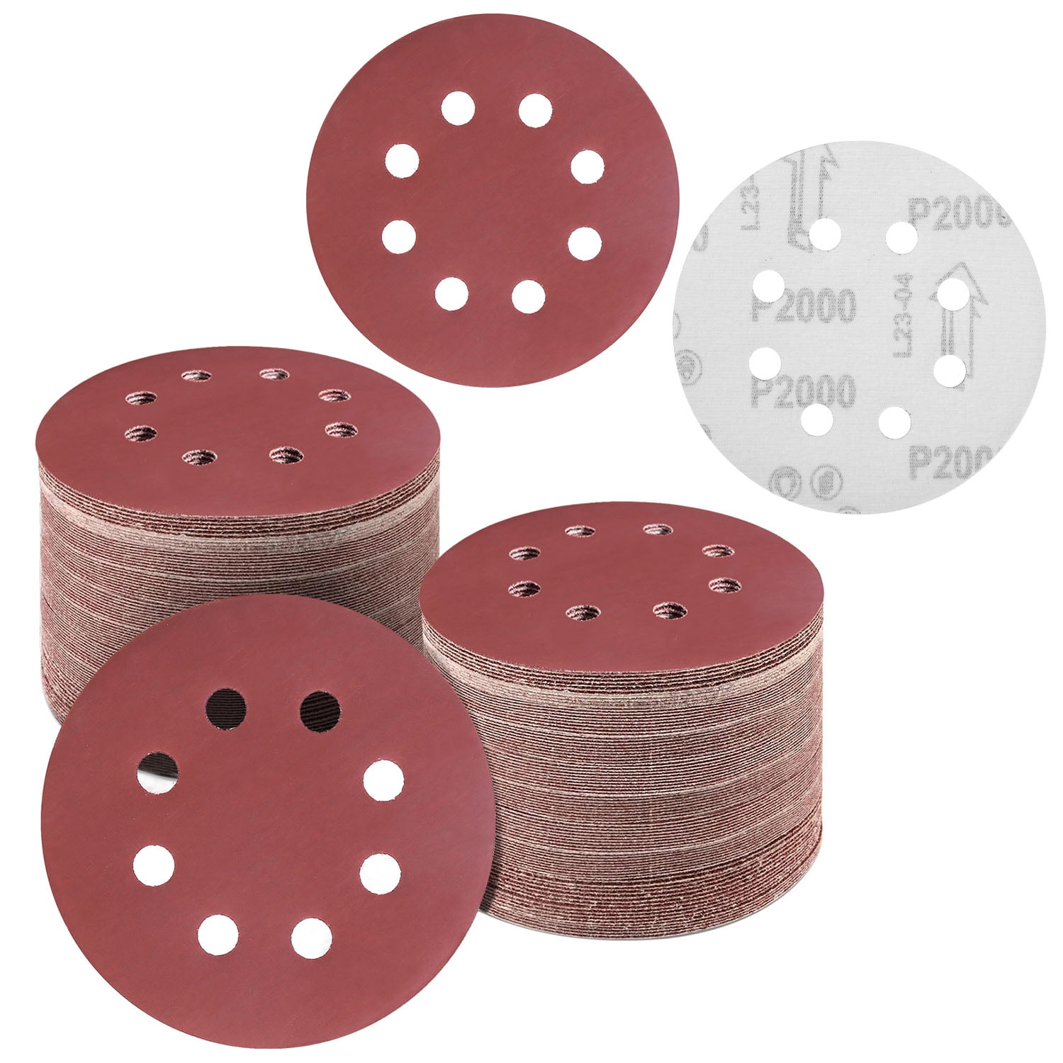 120PCS 5 Inch 8 Holes Sanding Discs TeqHome 2000 Grit Sandpaper Sander ...