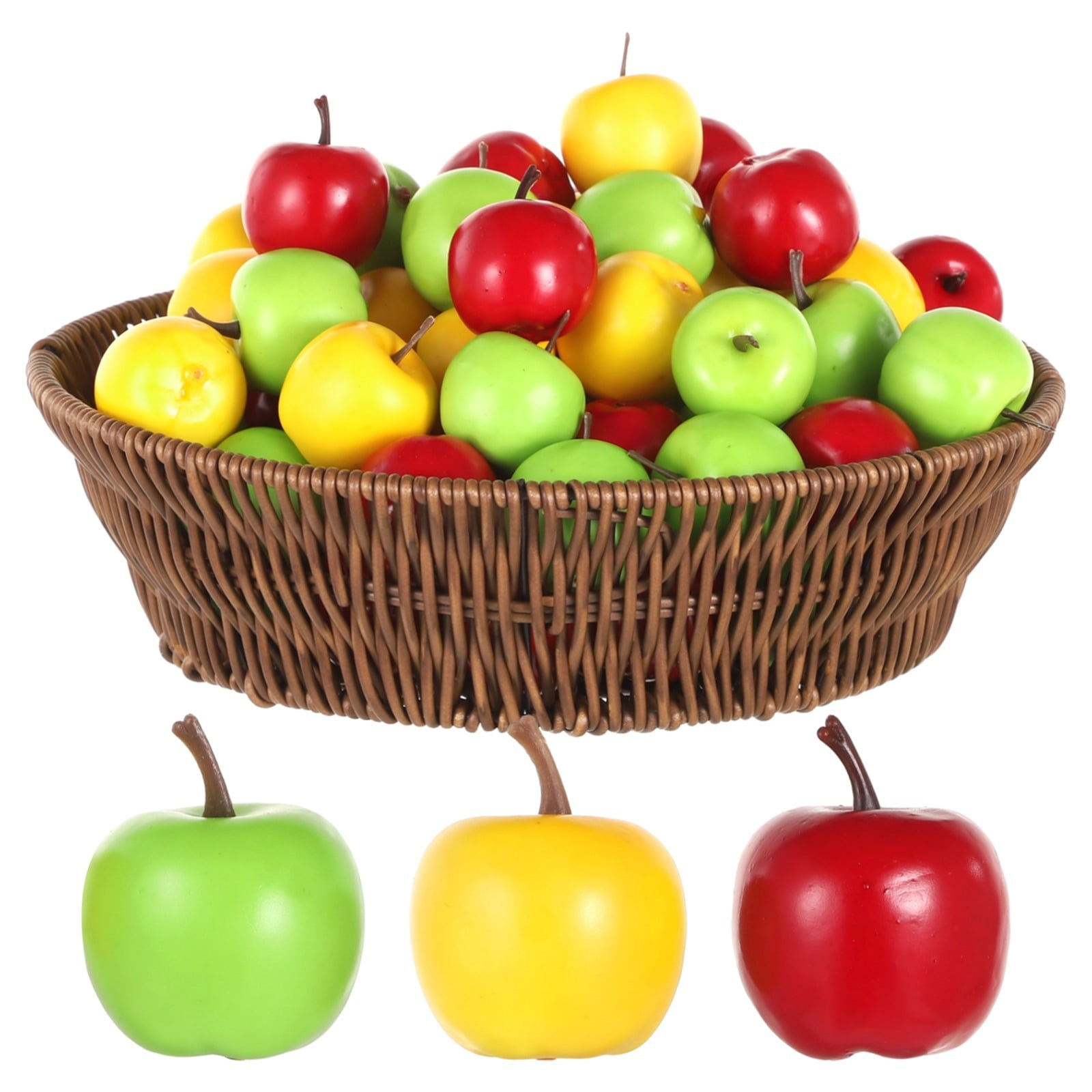 120PCS Artificial Mini Apples, 3 Colors Fake Apples with 1PC Woven ...