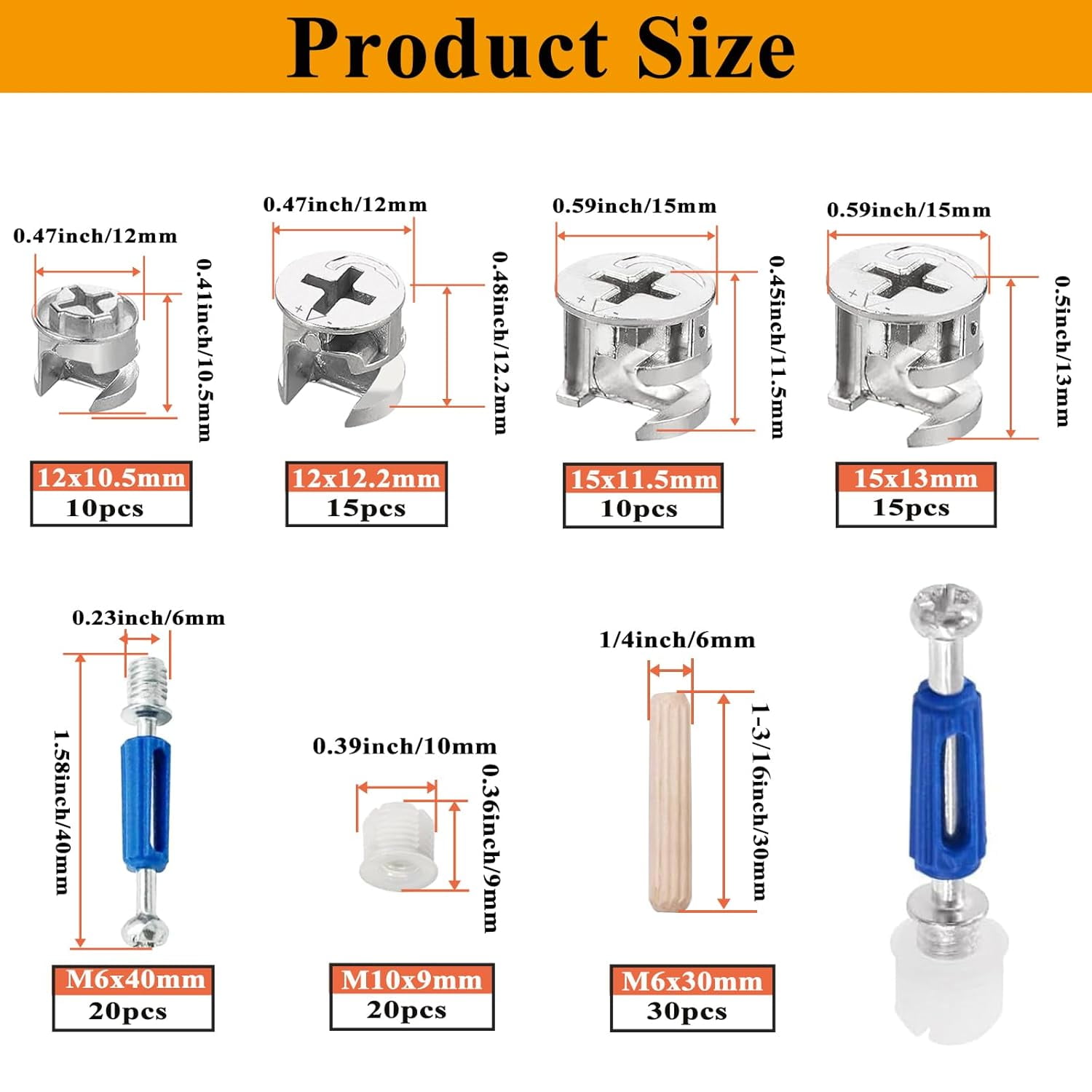 120PCS Cam Locks for Furniture,3-in-1 Eccentric Hardware Wheels,Furniture Cam Lock Fasteners ...