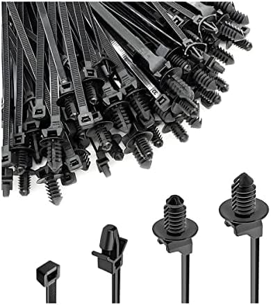 120PCS Car Push Mount Cable Zip Tie, Nylon Self Locking Cable Strap ...