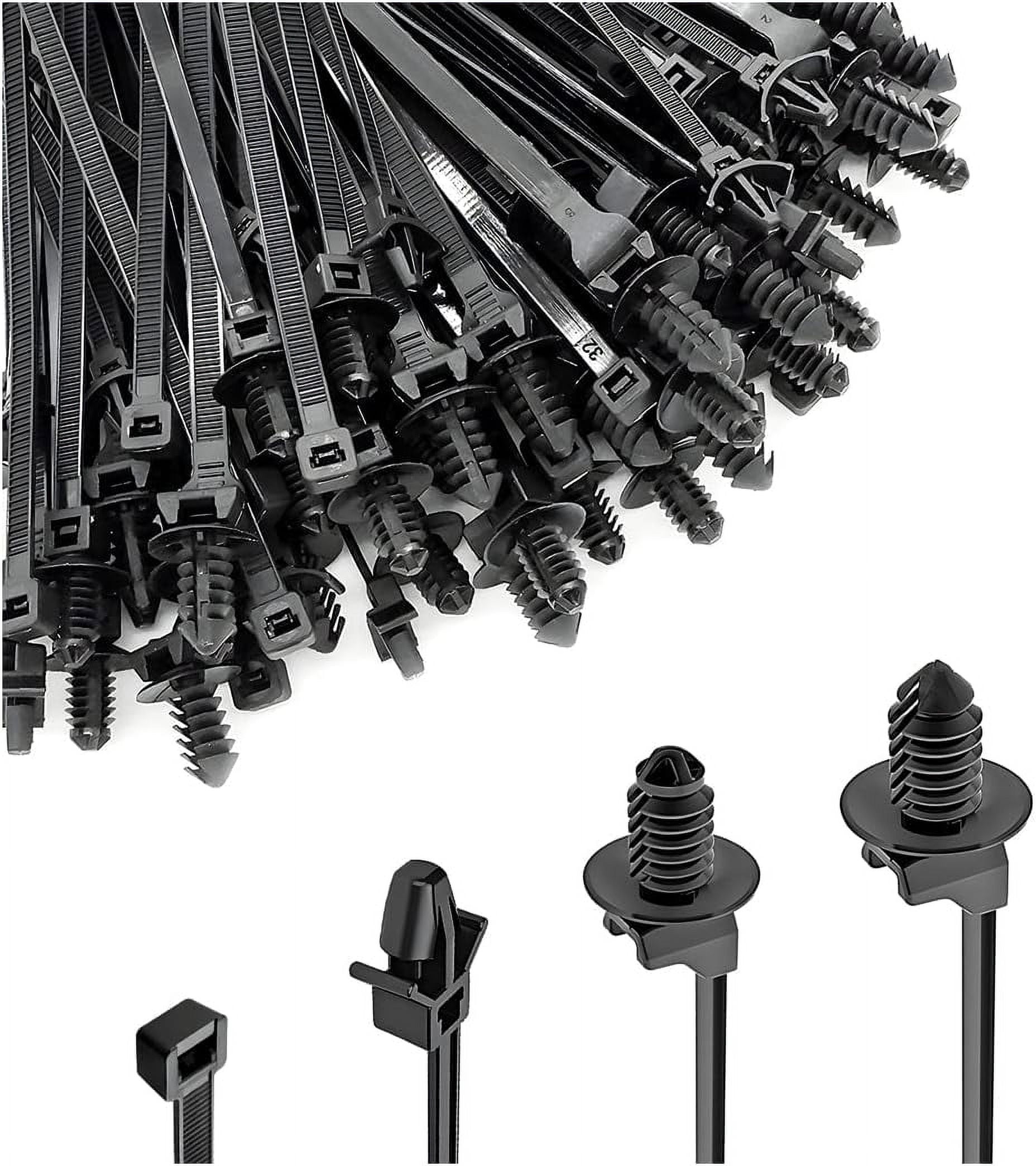 120PCS Car Push Mount Cable Zip Tie, Nylon Self Locking Cable Strap ...