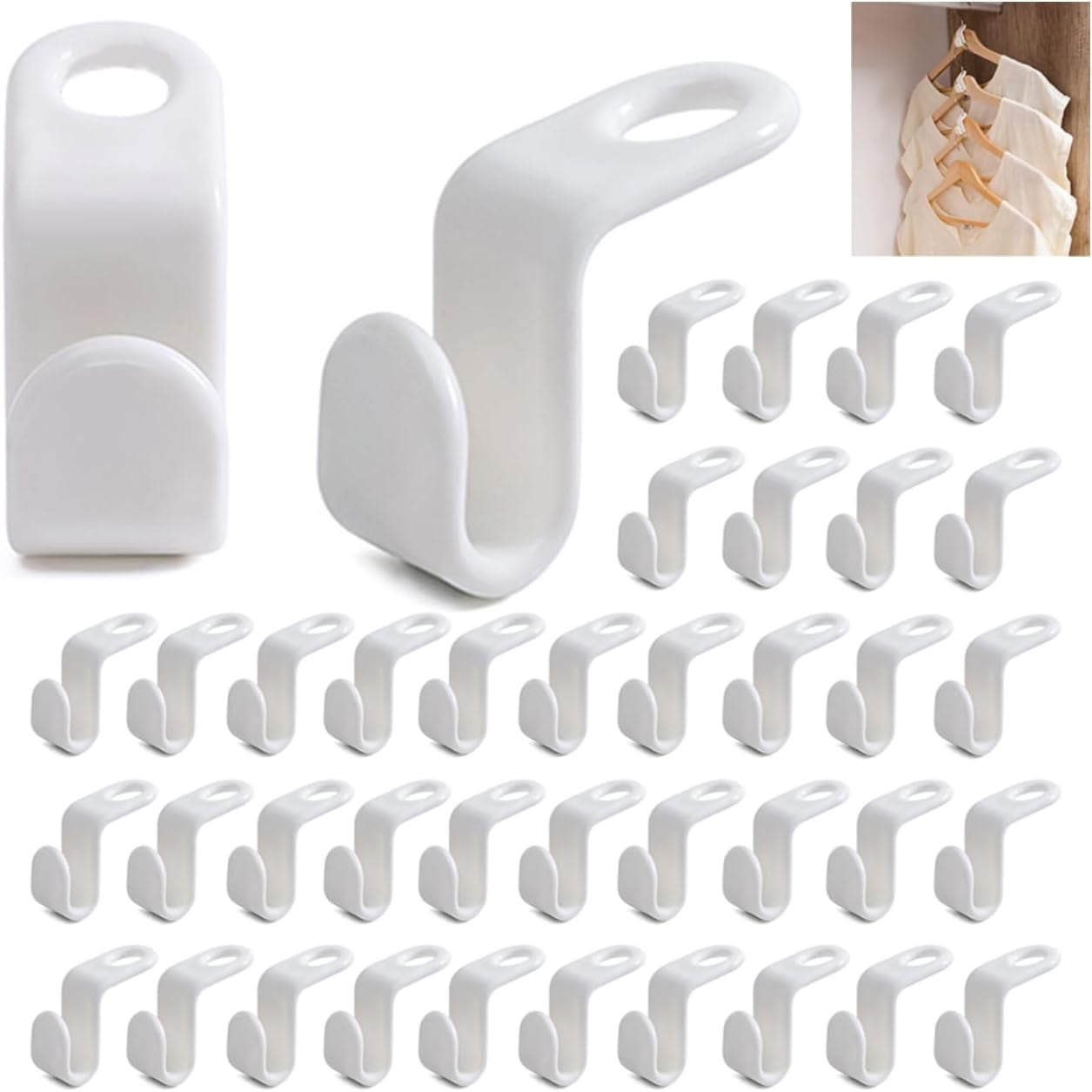 120PCS Clothes Hanger Connector Hooks, Hanger Extender Clips, Plastic ...