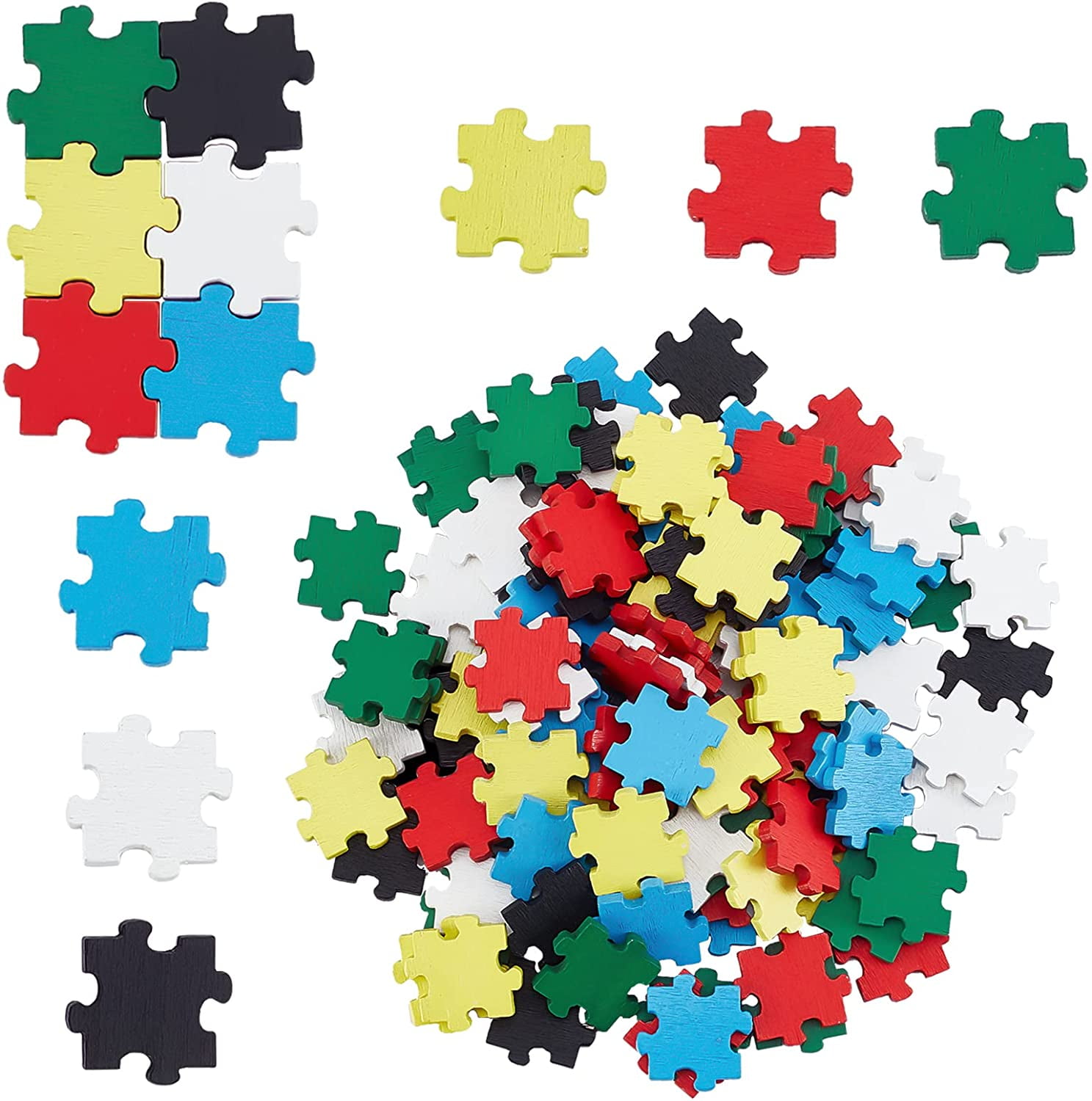 DIY 120PCS Colored Puzzle Pieces Wooden Jigsaw Puzzles Bulk Freeform ...