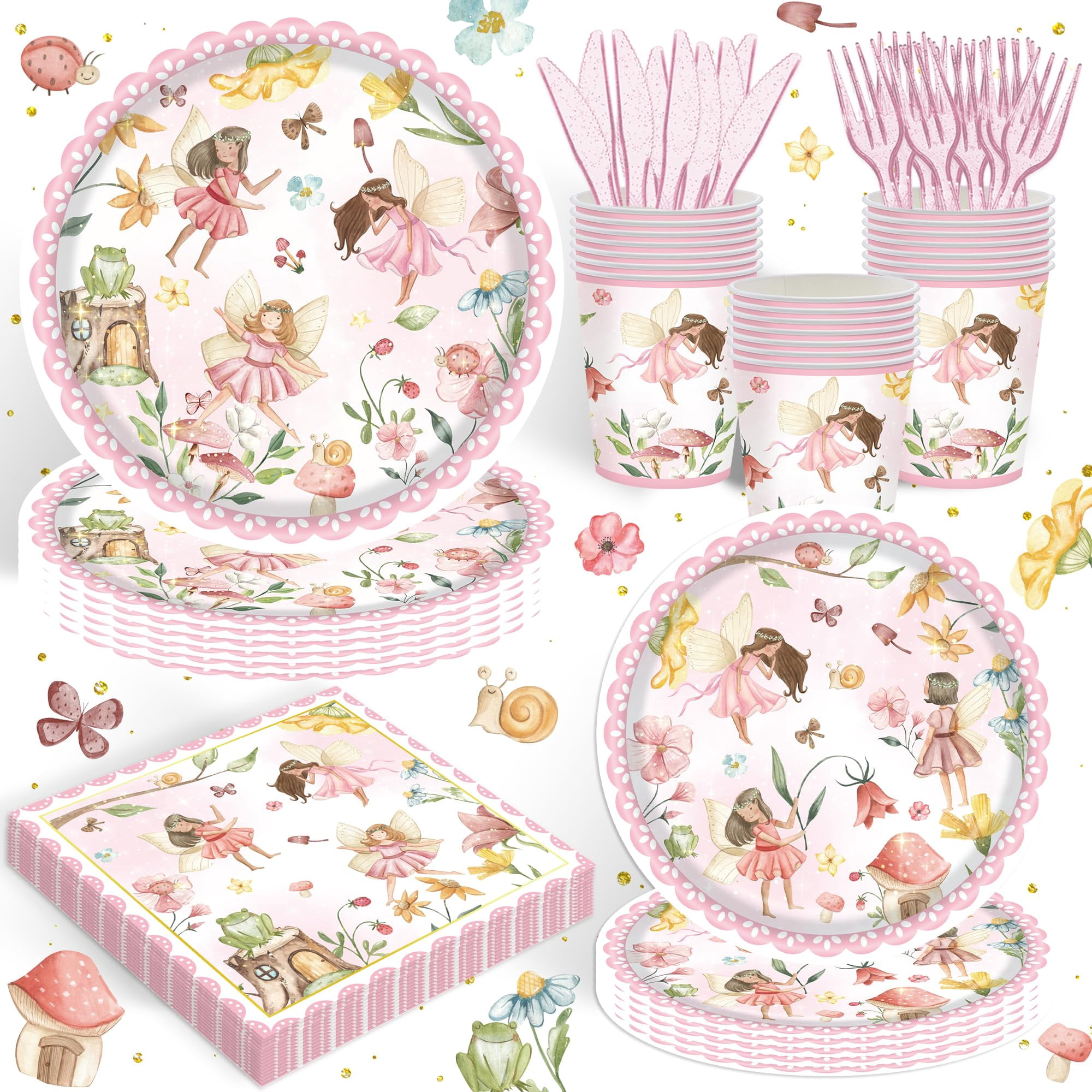 120PCS Fairy Party Supplies for Girls SMR1st 2rd First Birthday Fairies ...