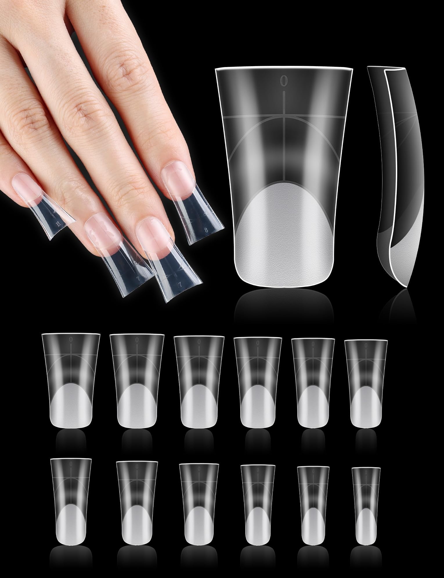 120PCS Full Cover Duck Tips | Half Matte Gel x Nail, Clear Natural Fan ...