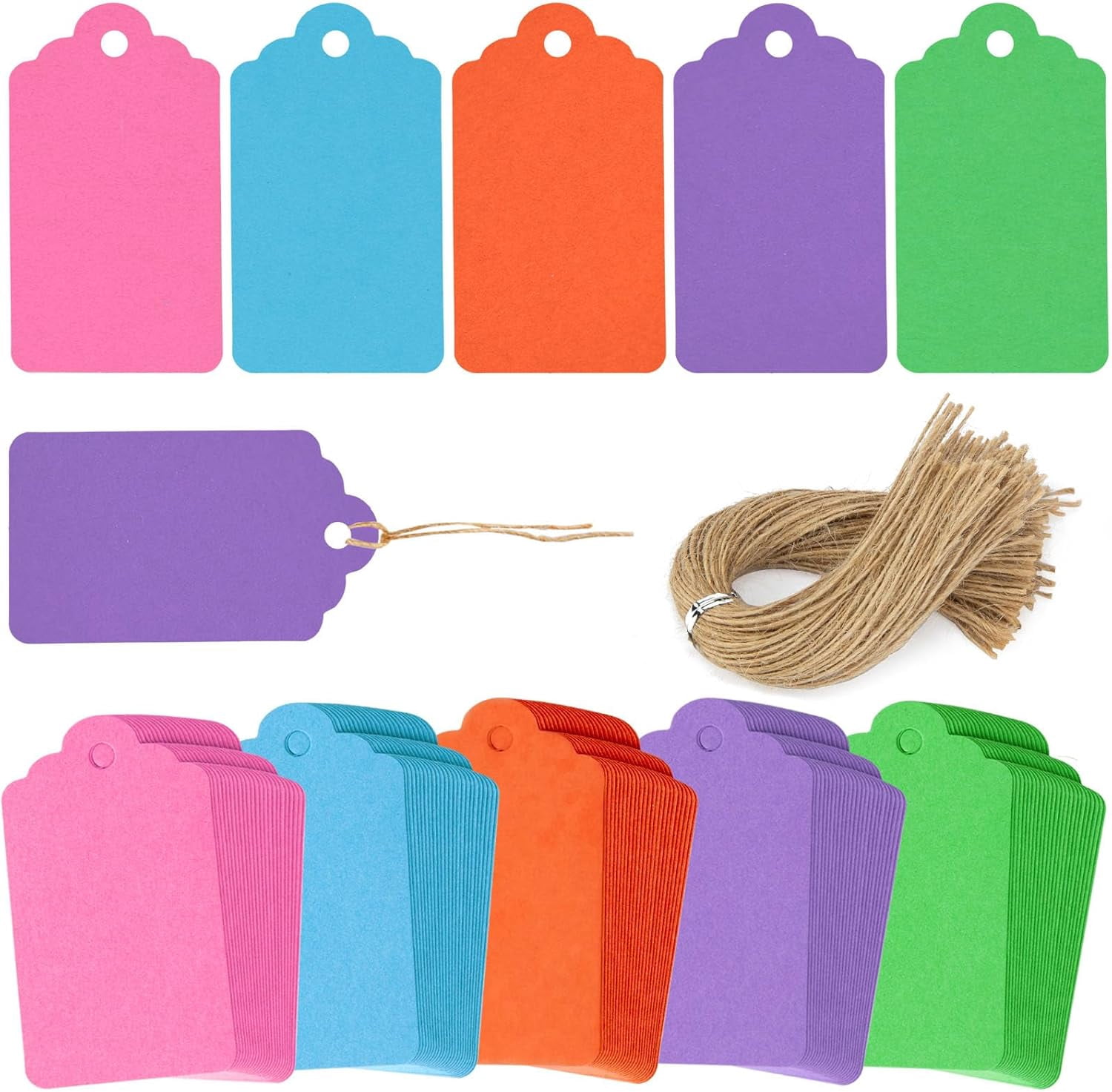 120PCS Gift Tags with String Attached, 1.6 x 2.8 inch Colored Paper ...