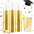 120PCS Gold Plastic Cups 12Oz Heavy Duty Disposable Gold Rimmed Party ...