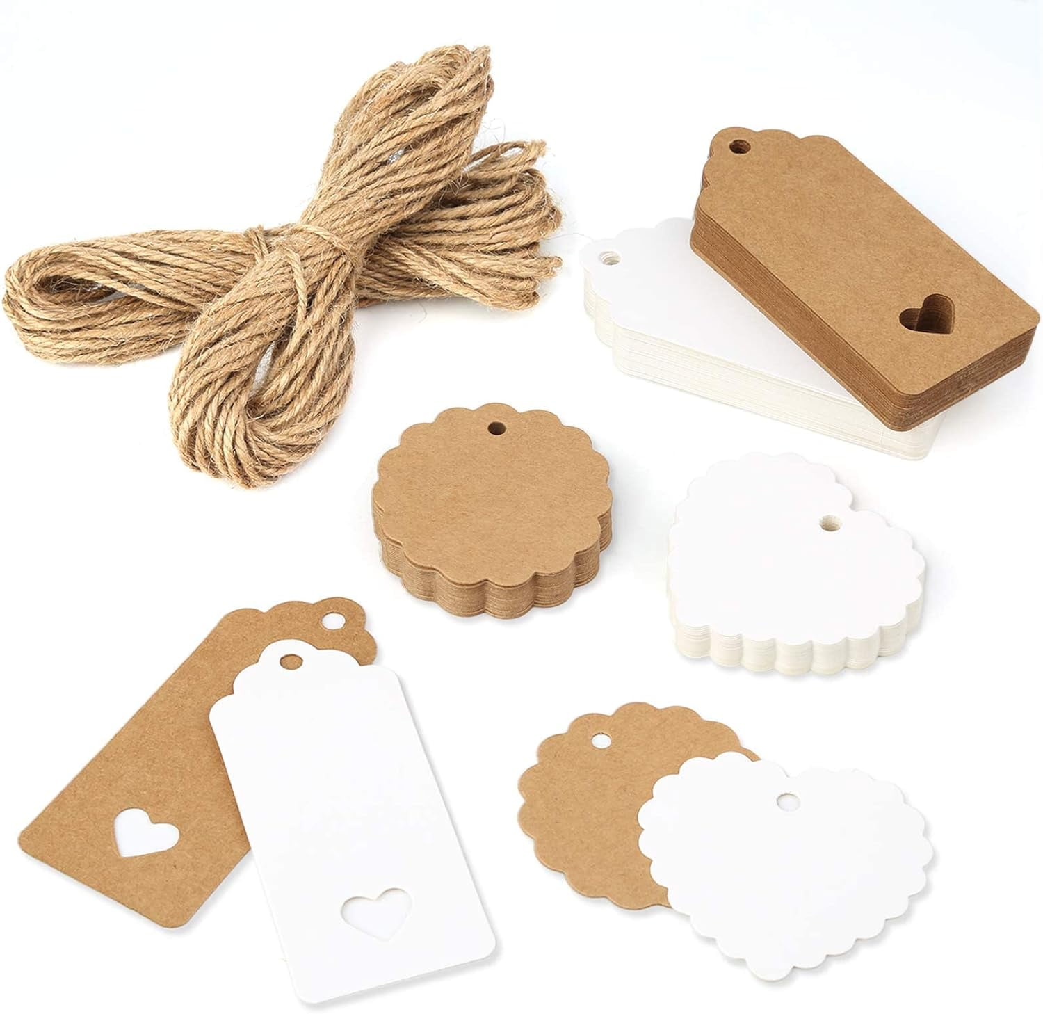 120PCS Kraft Paper + 2PCS 8M Jute String - Kraft Paper Brown Gift Tags ...