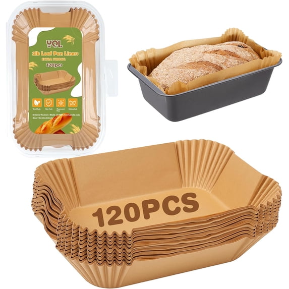 120PCS Loaf Pan Liners, Non-Stick Disposable Bread Parchment Paper ...