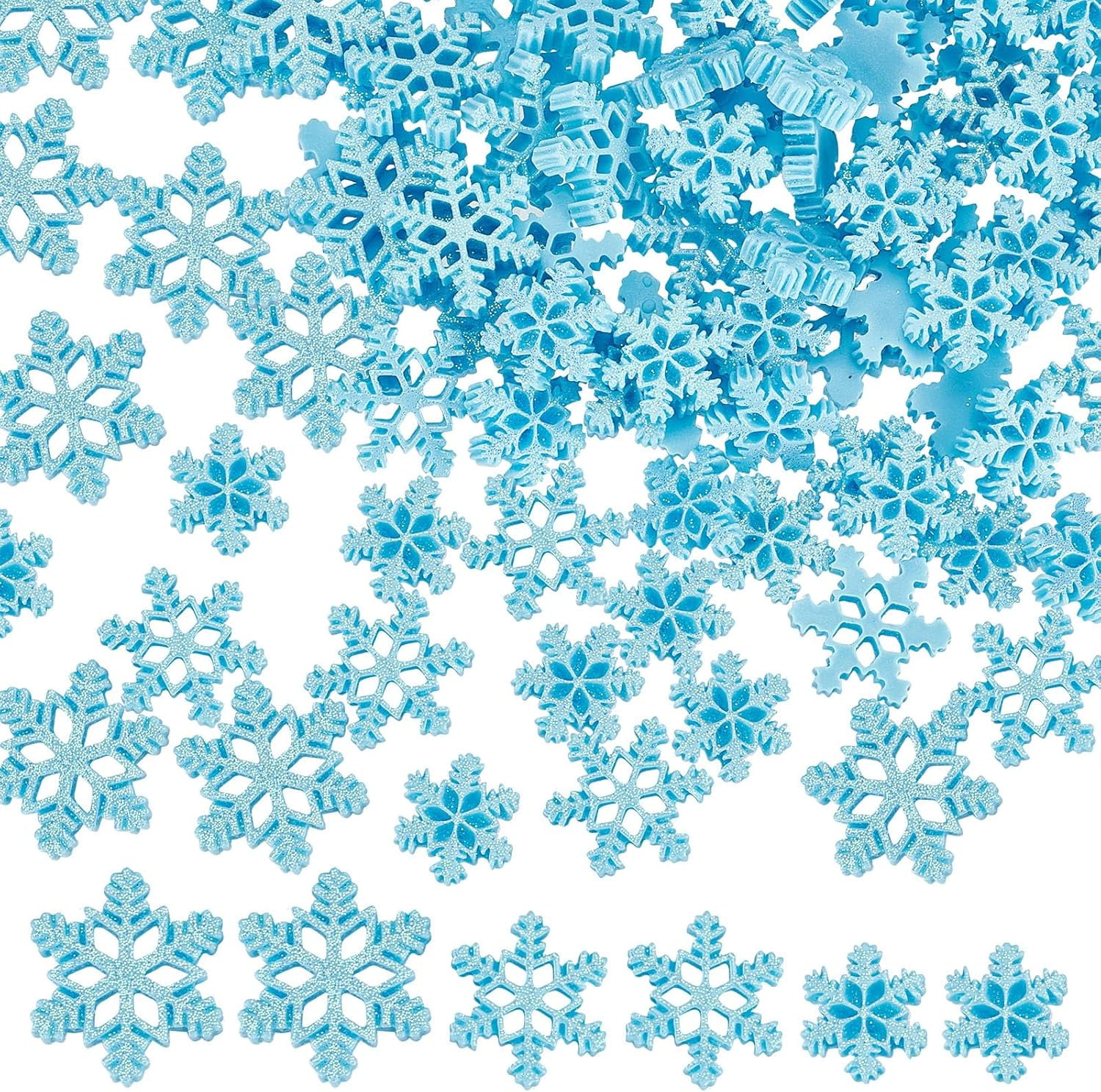 120PCS Mini Snowflake Ornament Christmas Decorations Glitter Resin ...