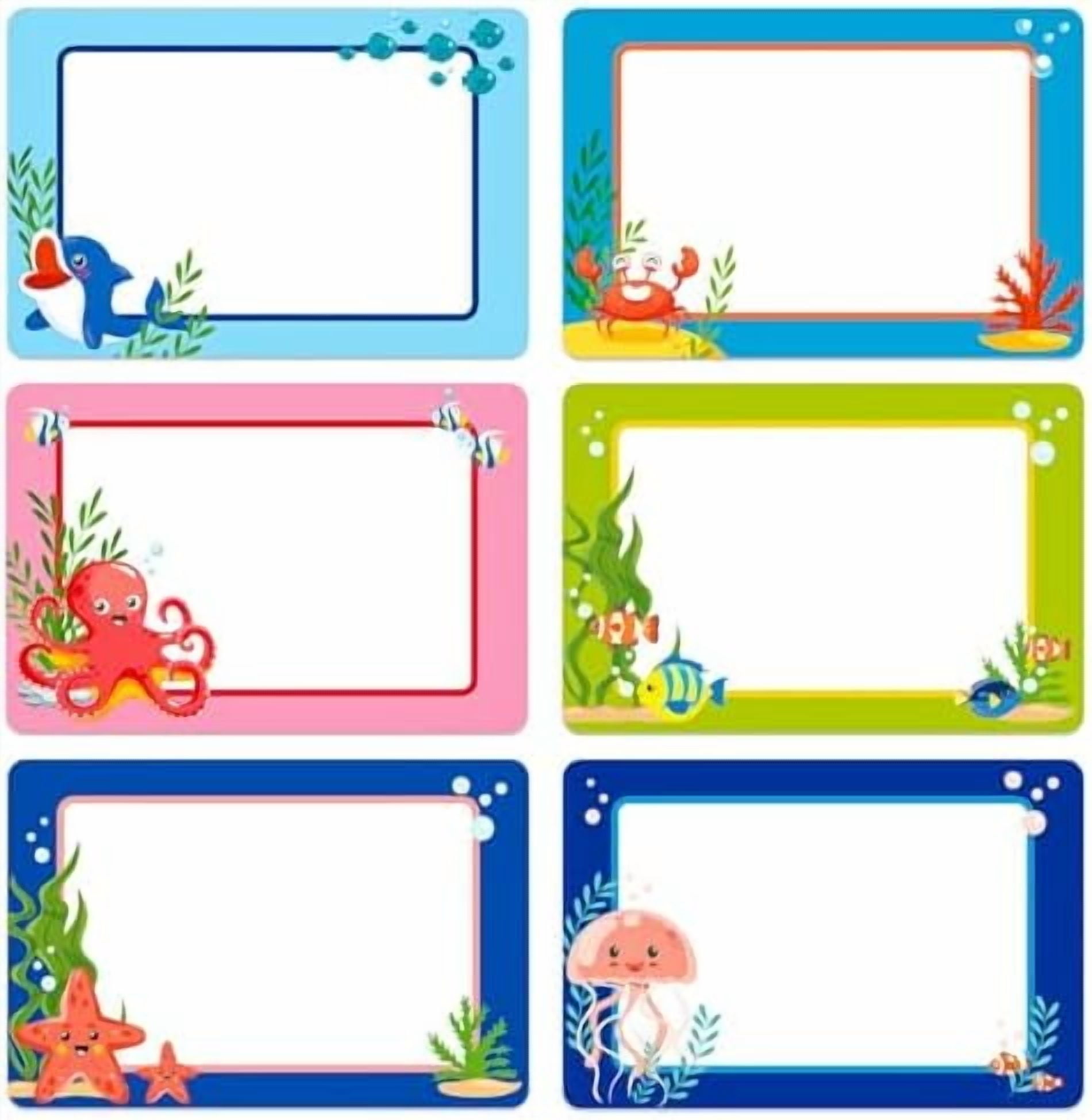 120PCS Ocean Animals Name Tags Stickers for Kids Students - Self ...