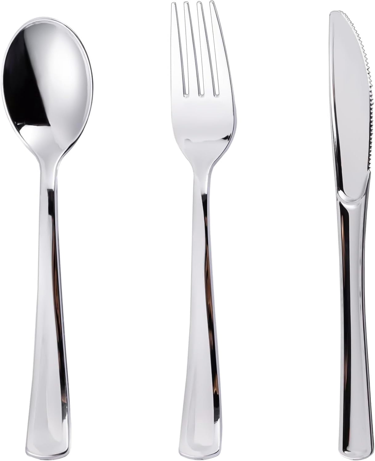 120PCS Silver Plastic Silverware, Silver Plastic Cutlery Set Disposable ...