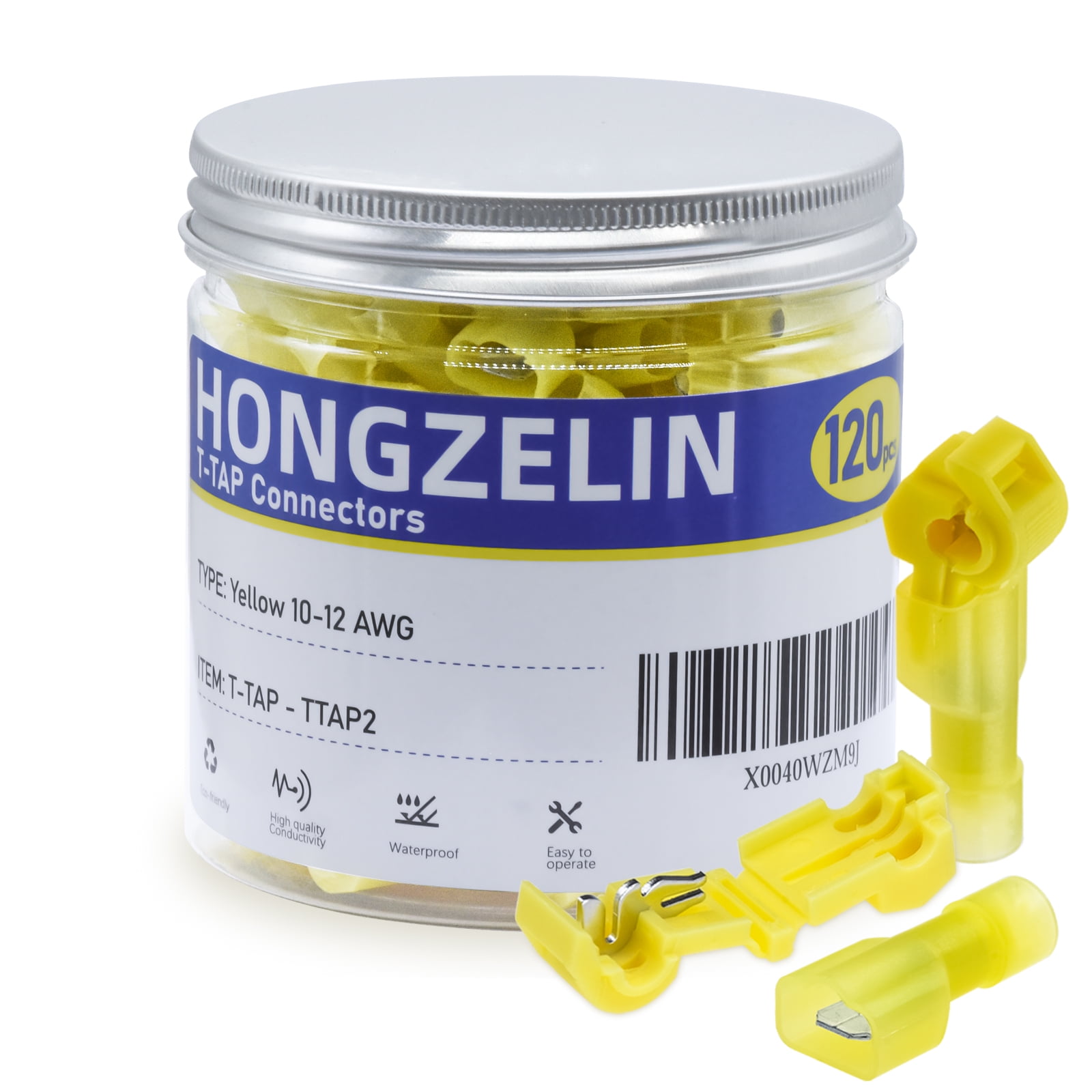 HONGZELIN 120PCS T-Tap Quick Wire Connector Kit Self Stripping Splicing ...