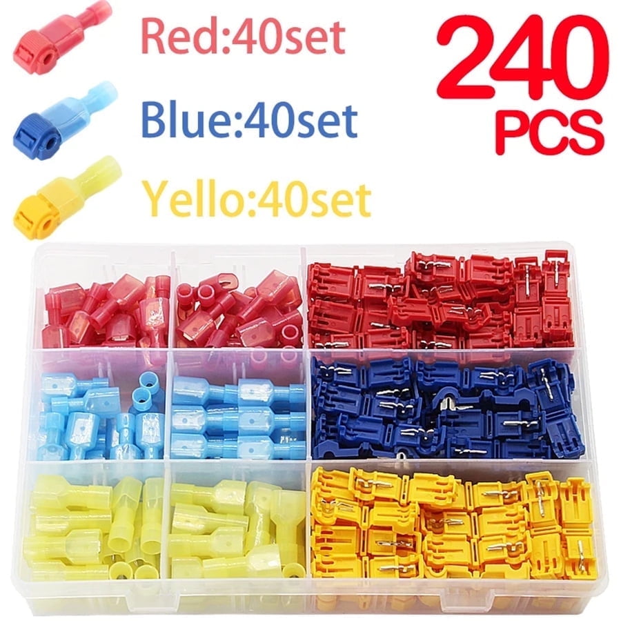 120PCS,Tee Wire Connector Kit,Quick Coupler Self Stripping Wire Tee ...