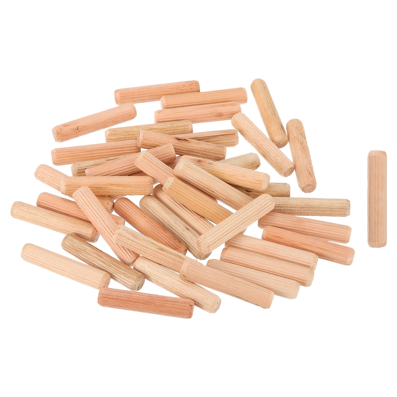 Uxcell 120 Pack 3/8" x 2" Wooden Dowel Pins, Furniture Woodwork Grooved ...