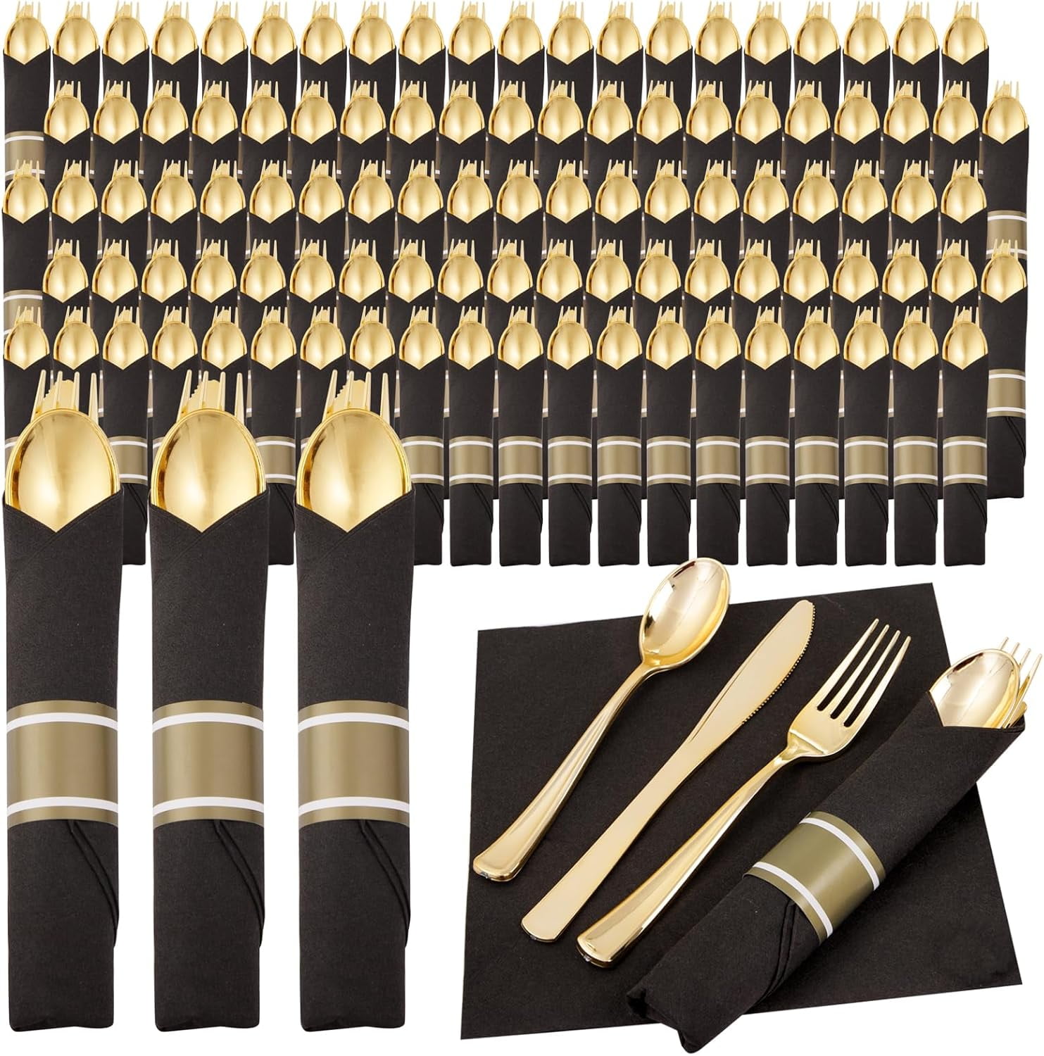 120Pack Pre Rolled Silverware Kit, Wrapped Single-Use Silverware Set ...