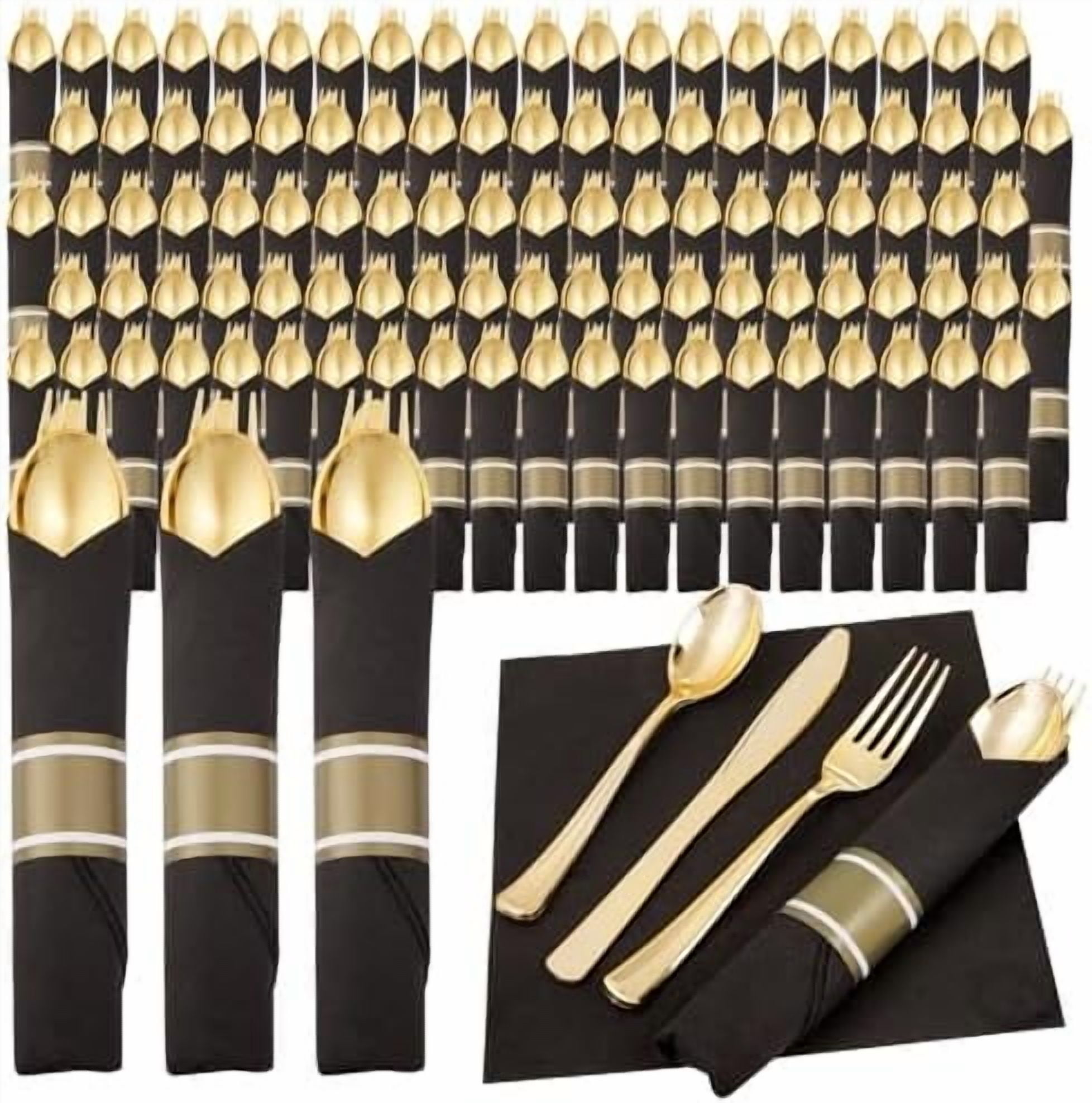 120Pack Pre Rolled Silverware Set, Wrapped Disposable Silverware Set ...