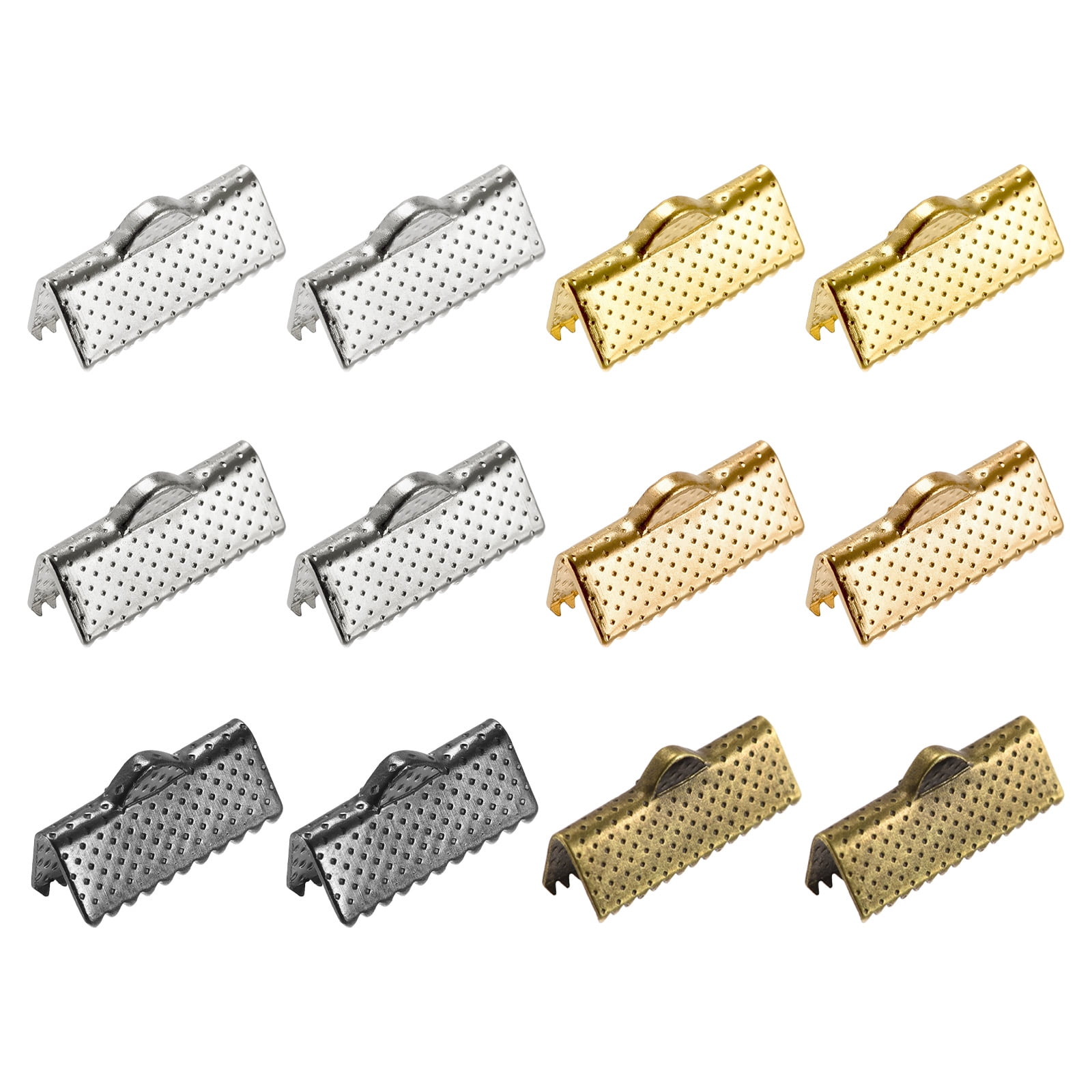 120Pack Ribbon Crimp Clamp Ends 16mm Cord End Clasp for DIY Craft 6 ...