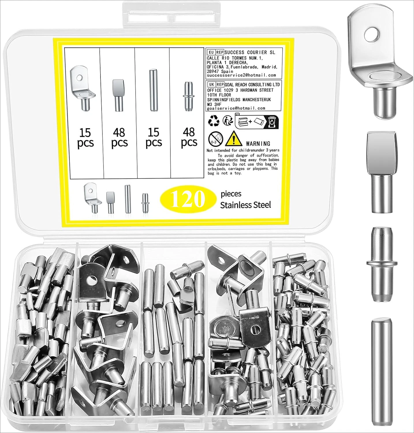 120Pc Shelf Pins Kit,4 Styles Shelf Support Pegs,5/6Mm Bookshelf Pegs ...