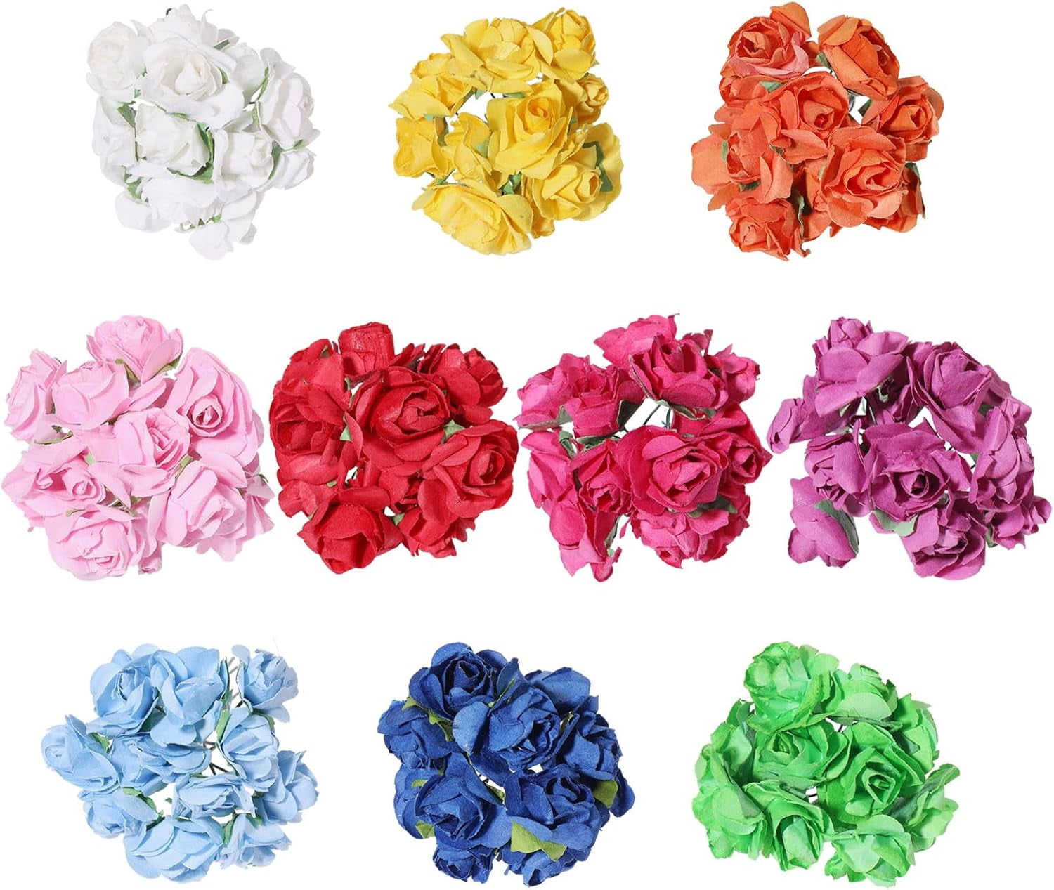 120Pcs 10 Colors Artificial Paper Roses Flower Tiny Artificial Roses ...