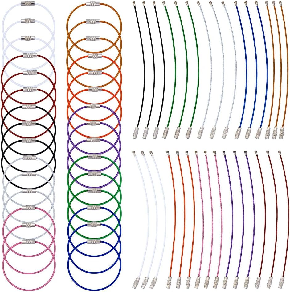 120Pcs 10 Colors Carbon Steel Cable Keychain Safety Load Lifting Cord ...