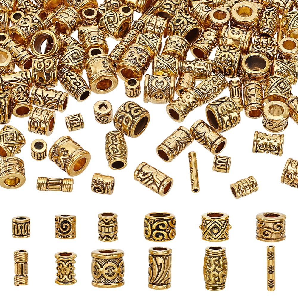 120Pcs 10 Styles Style Alloy Beads Sets Column Golden 5~12mm 10pcs ...