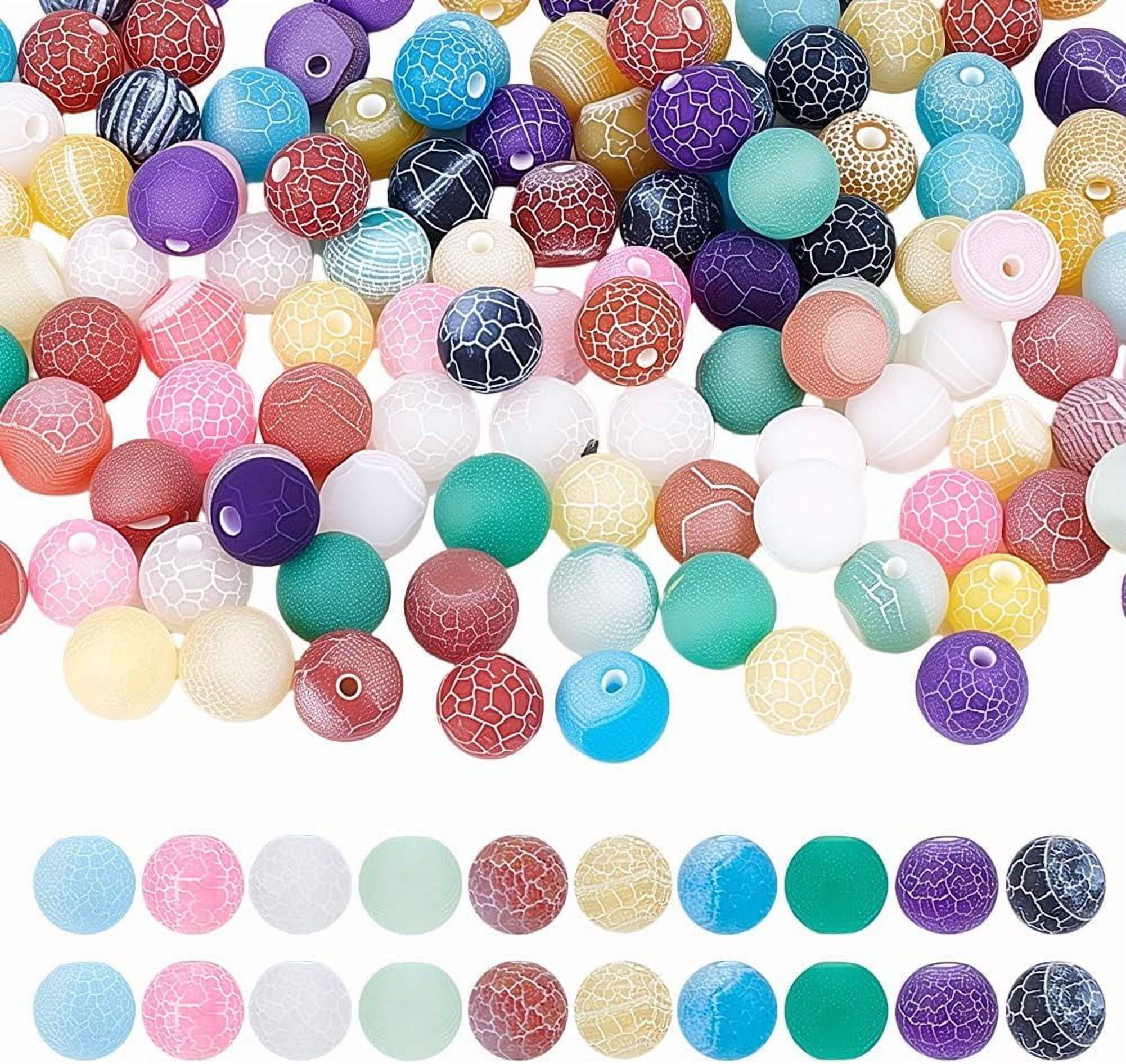 120Pcs 10Colors Natural Weathered Agate Beads 8mm Millefiori Lampwork ...