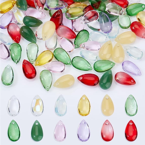 120Pcs 12 Colors Teardrop Glass Beads Mixed Top Drilled Water Drop ...