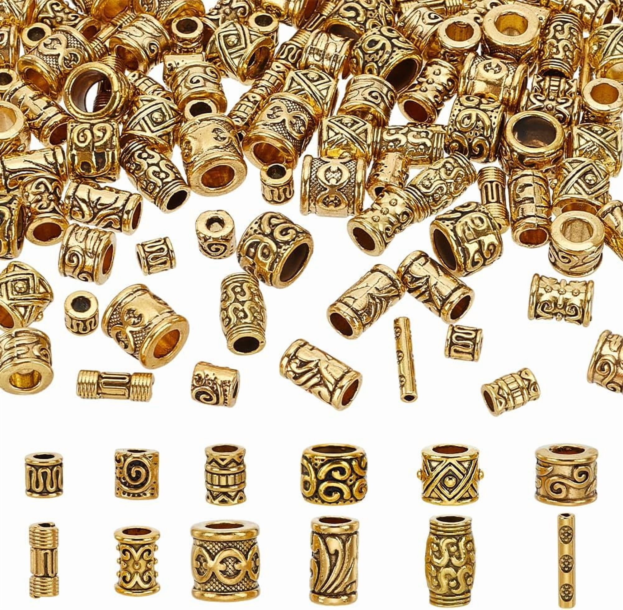 120Pcs 12 Styles Gold Column Spacer Beads Alloy Loose Beads Tibetan ...