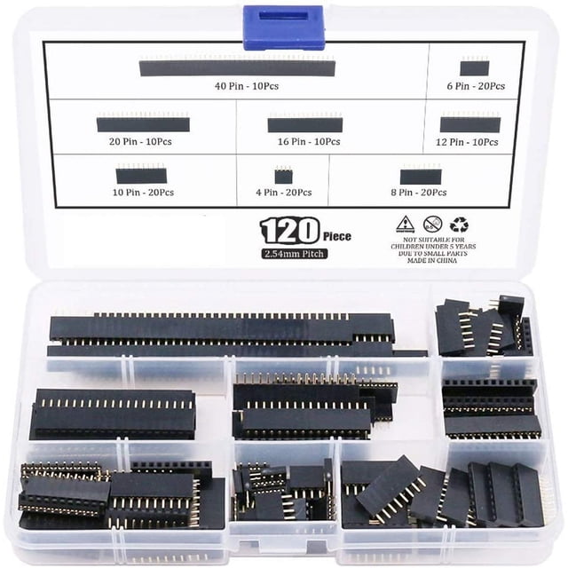 120Pcs 2.54Mm Straight Single Pcb Board Female Pin Connector Socket ...