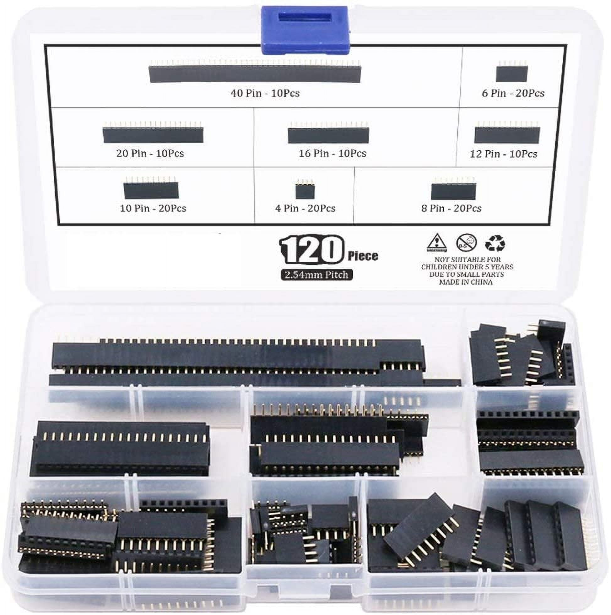 120Pcs 2.54Mm Straight Single Row Pcb Board Female Pin Header Socket ...