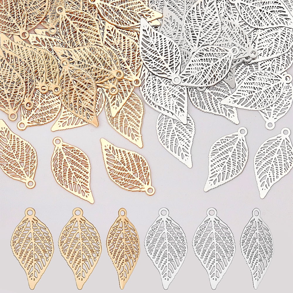 120Pcs 2 Colors Rack Plating Brass Filigree Pendants Long-Lasting ...