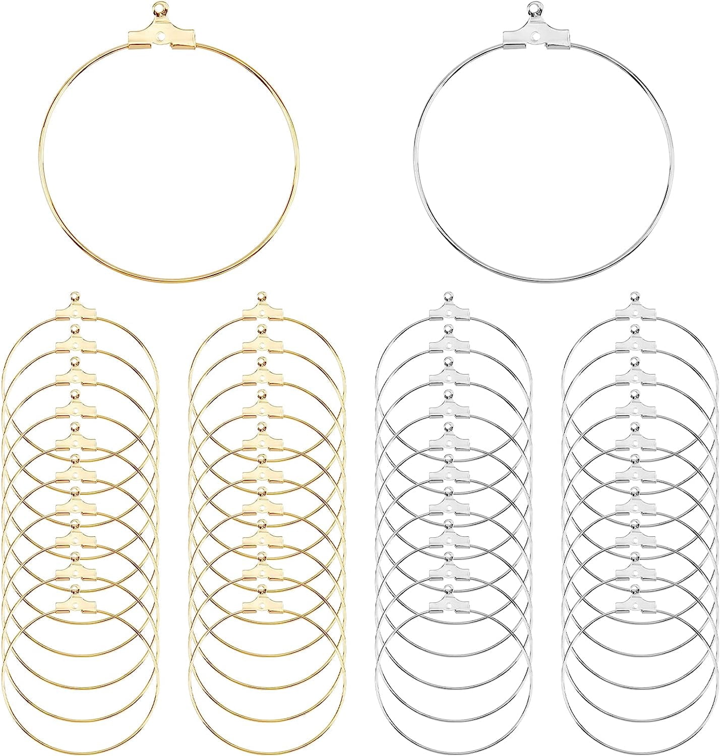 120Pcs 2 Colors Round Beading Earring Hoops 40.5x35.5mm Circle Link ...