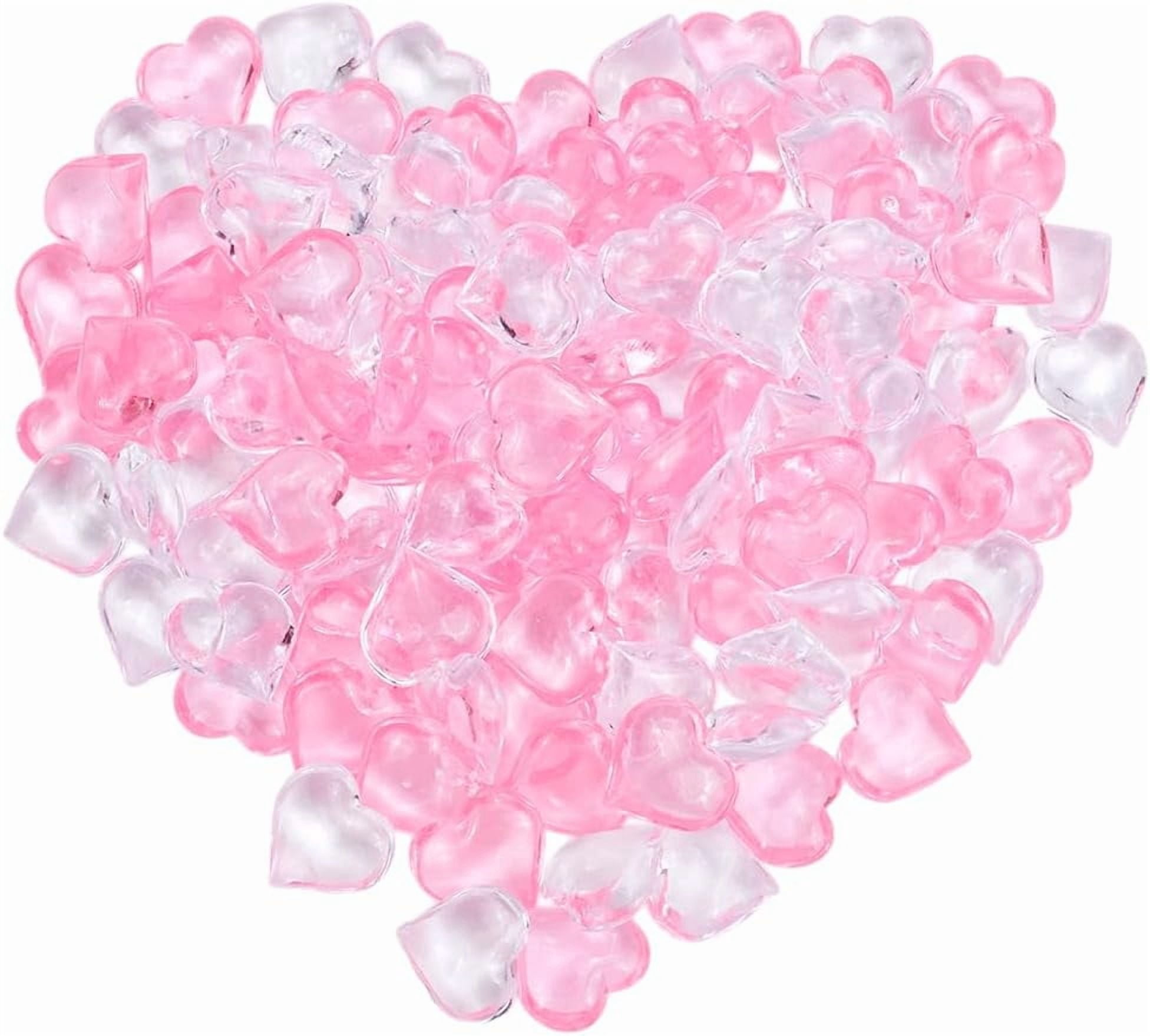 120Pcs 2 Colors Tiny Resin Hearts Small Heart Gems Pink Clear ...