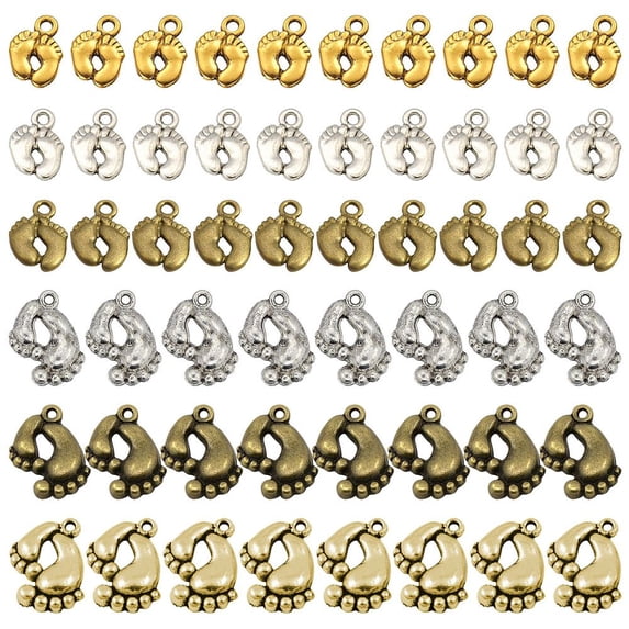 120Pcs 2 Style Style Alloy Charms Foot Print Mixed Color 60pcs/style ...