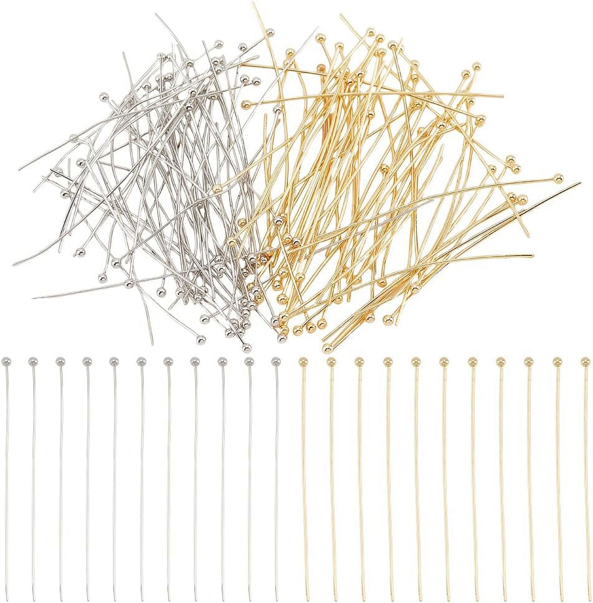 120Pcs 2 Styles Real Gold Plated Ball Pins 20~24 Gauge Metal End ...