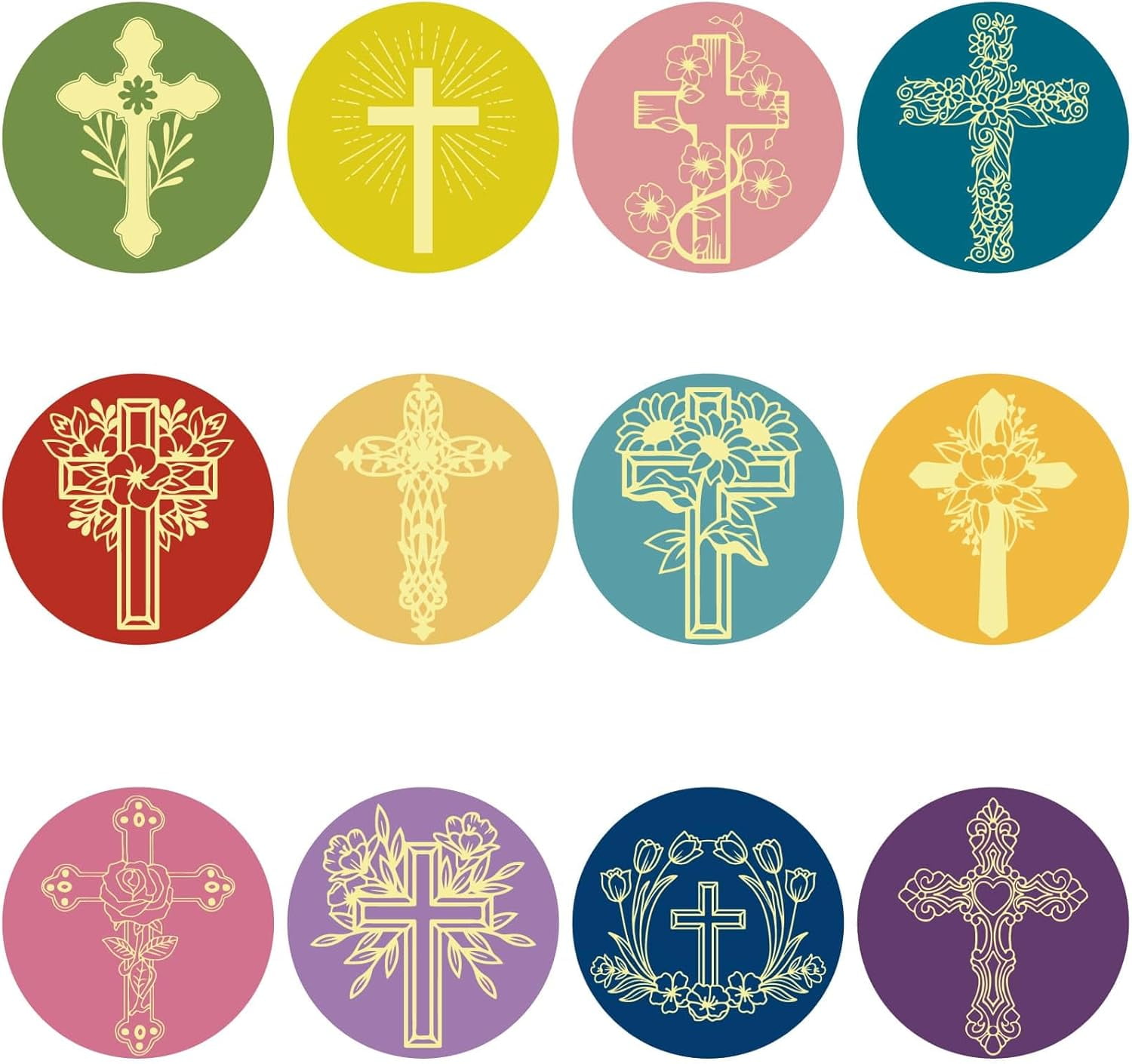 120Pcs 2 inch Round Cross Stickers Self Adhesive Envelope Stickers ...