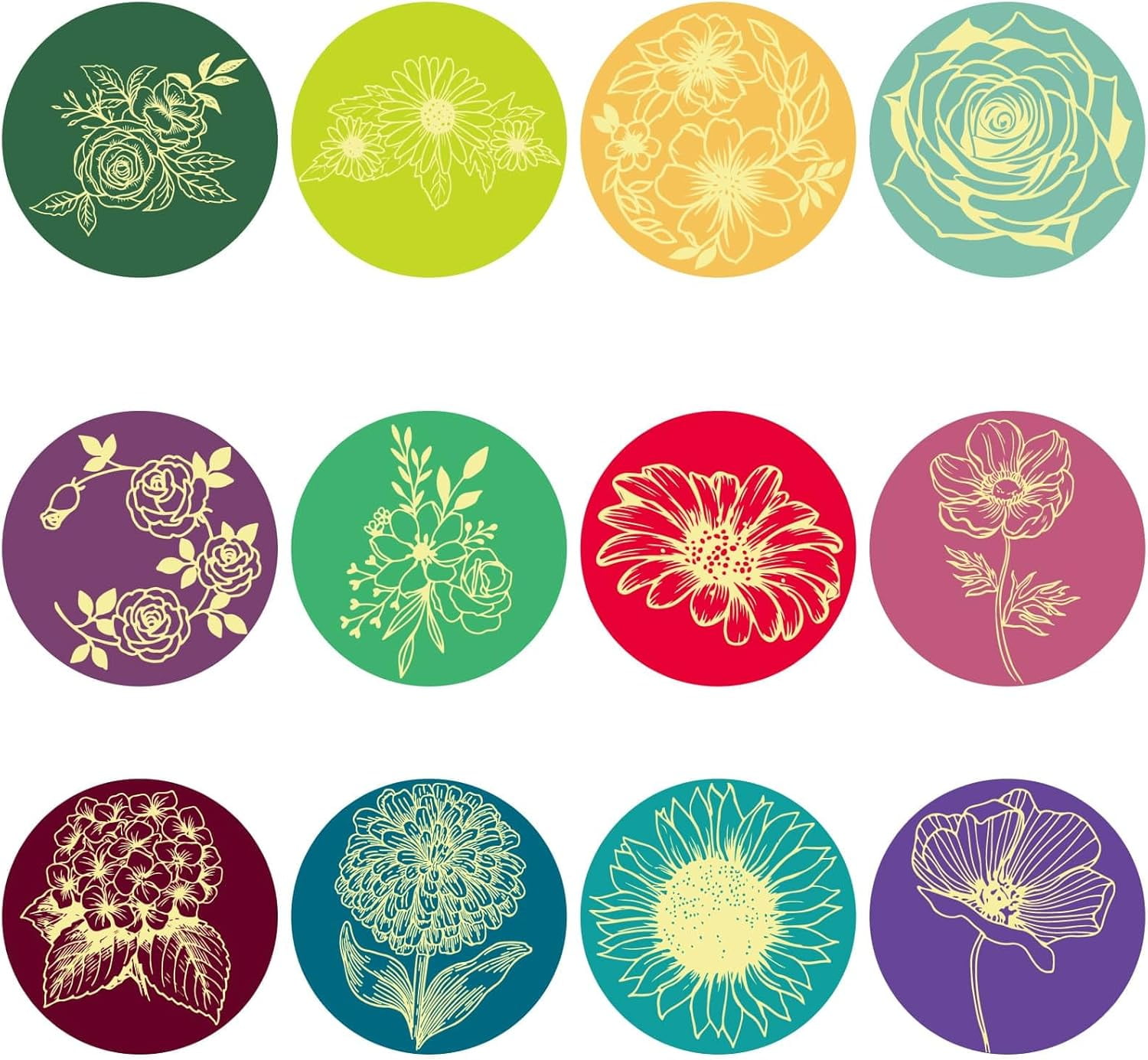 120Pcs 2 inch Round Flower Labels Floral Envelope Stickers Paper Self ...