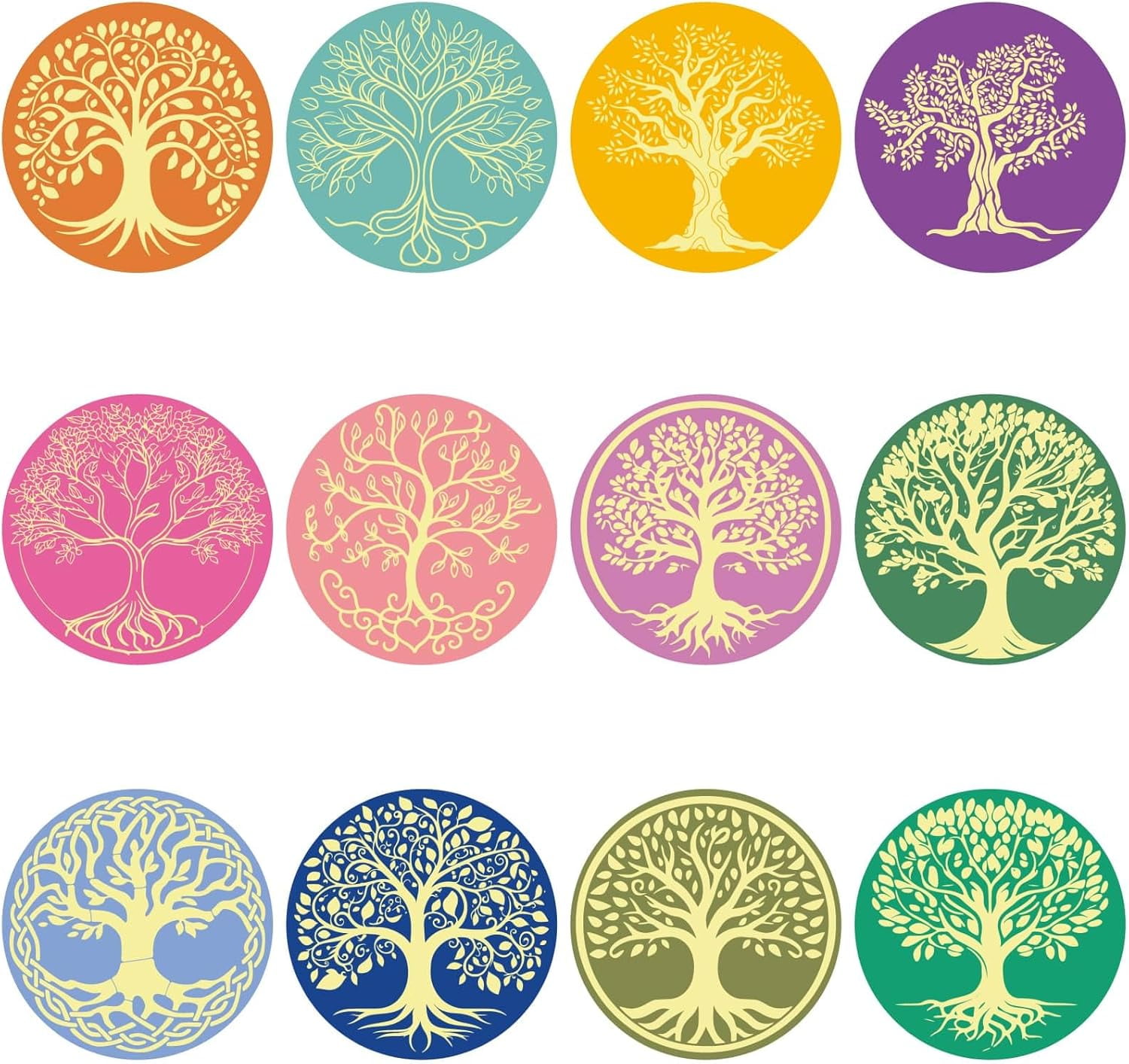 120Pcs 2 inch Tree of Life Stickers Round Envelope Stickers Paper Self ...