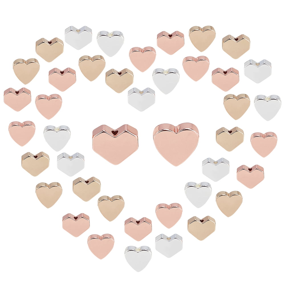 120Pcs 3 Colors 2 Sizes Non-magnetic Hematite Beads Heart Mixed Color 7 ...