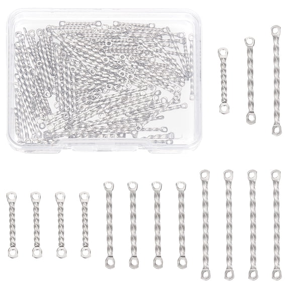 120Pcs 3 Styles 304 Stainless Steel Bar Connector Charms Twist Stick ...