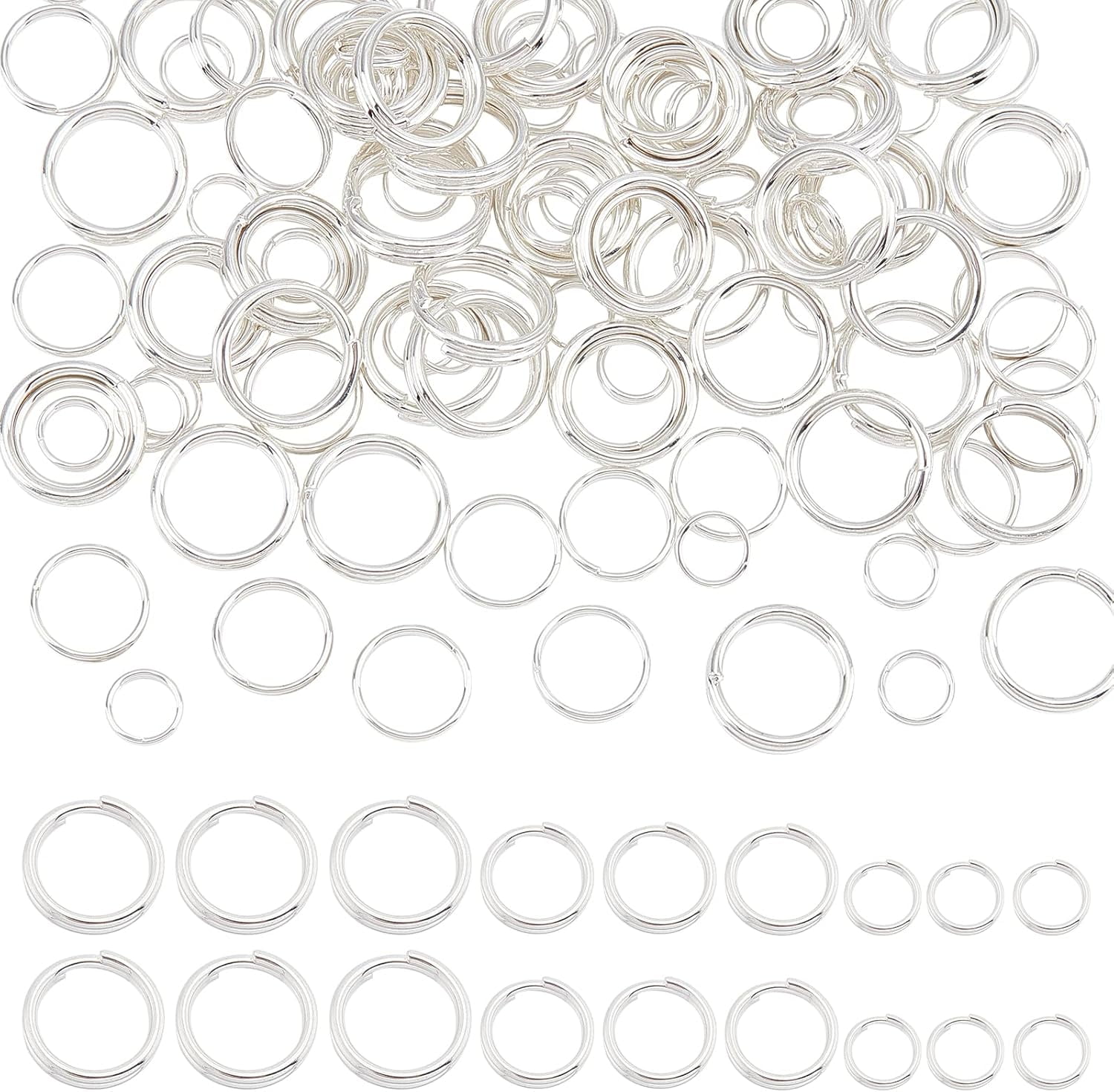 120Pcs 3 Styles Split Jump Rings Stainless Steel Double Loops Rings ...
