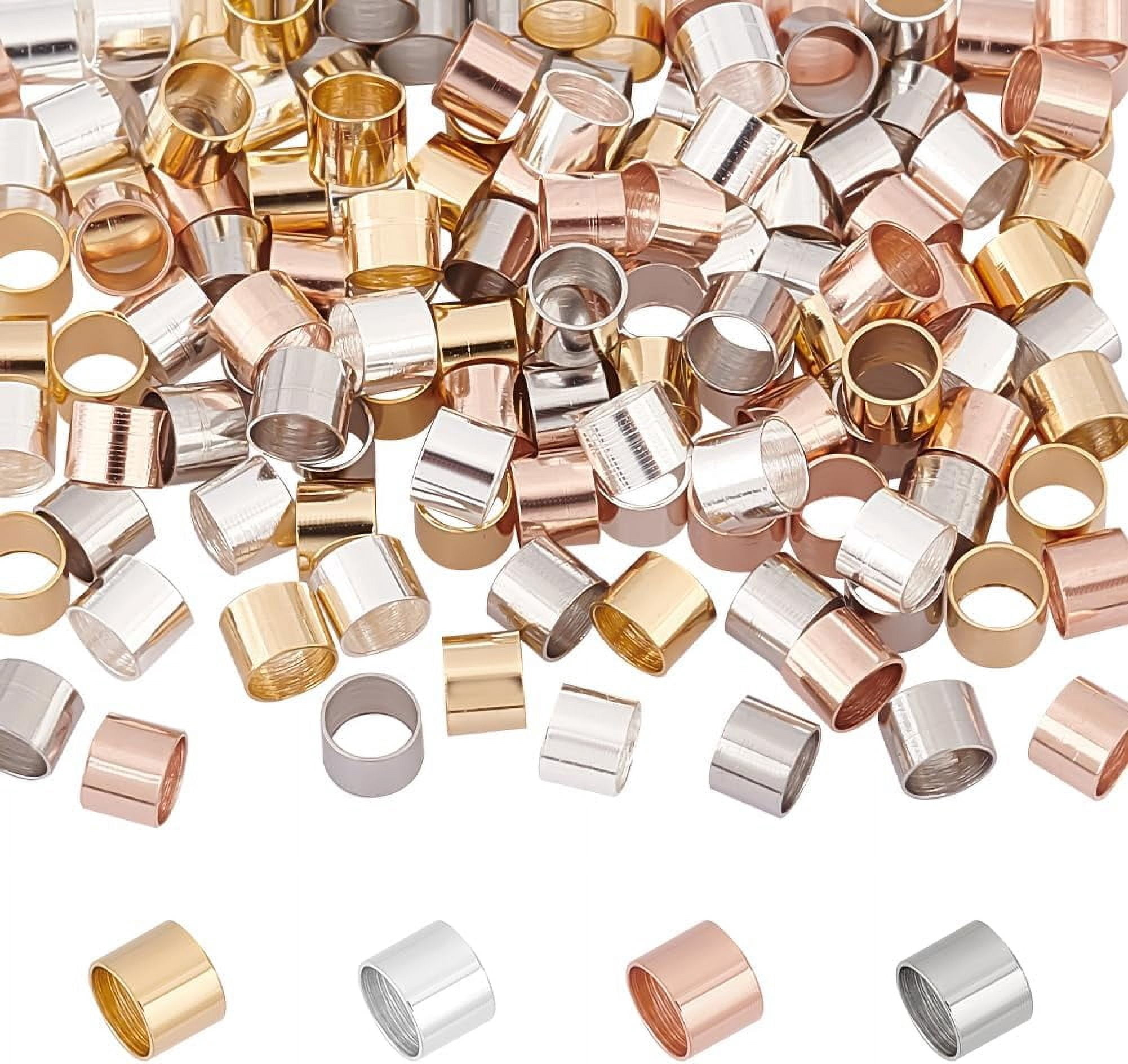 120Pcs 4 Colors 304 Stainless Steel Beads Column Mixed Color 2.5x2mm ...