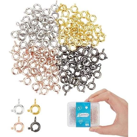 120Pcs 4 Colors Open Spring Ring Jewelry Spring Clasp Brass Spring Ring ...